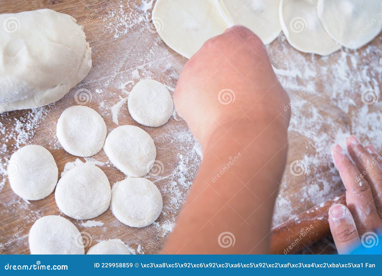 Dumpling Making Roll Dumpling Skin Stock Image - Image of culture ...