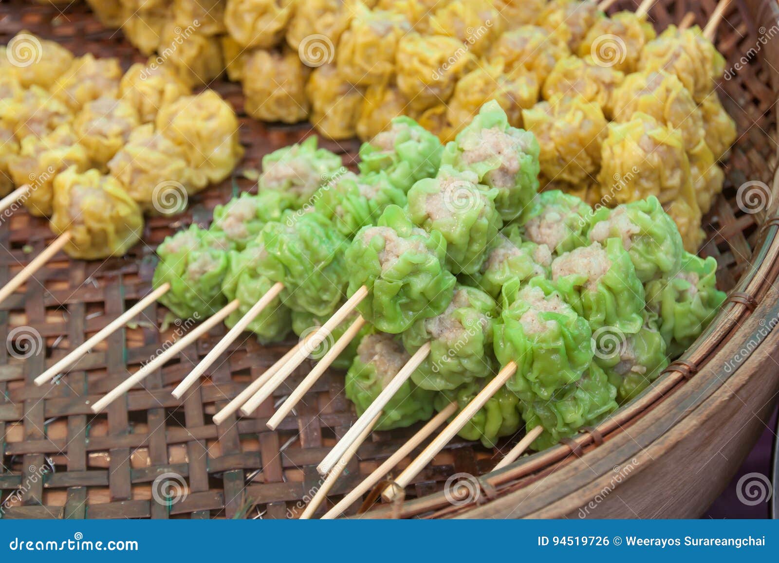Dumplings with Bamboo Skewer. Stock Photo - Image of steamed, cuisine ...