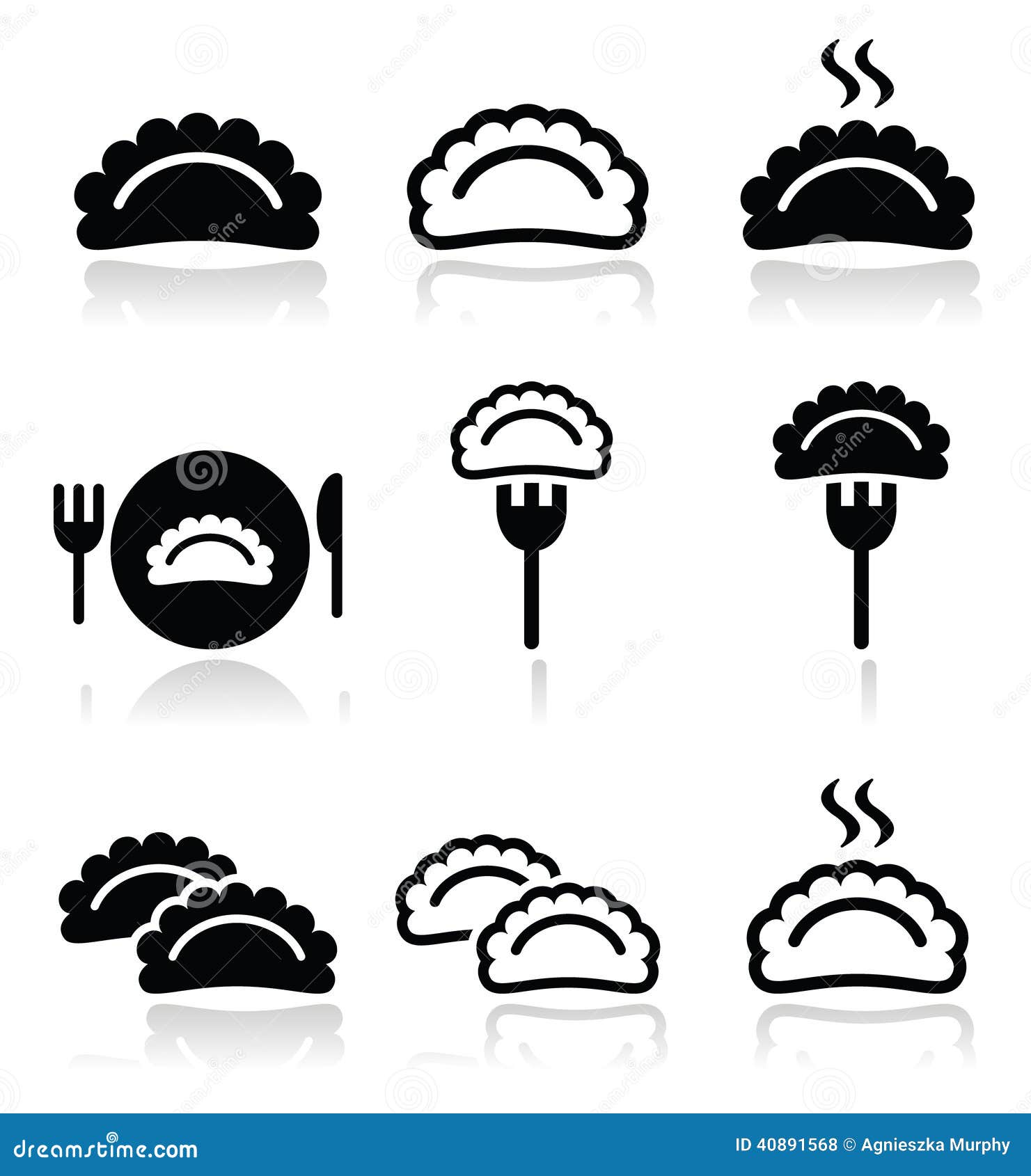 Dumplings, food icons set stock illustration. Illustration of dumpling ...