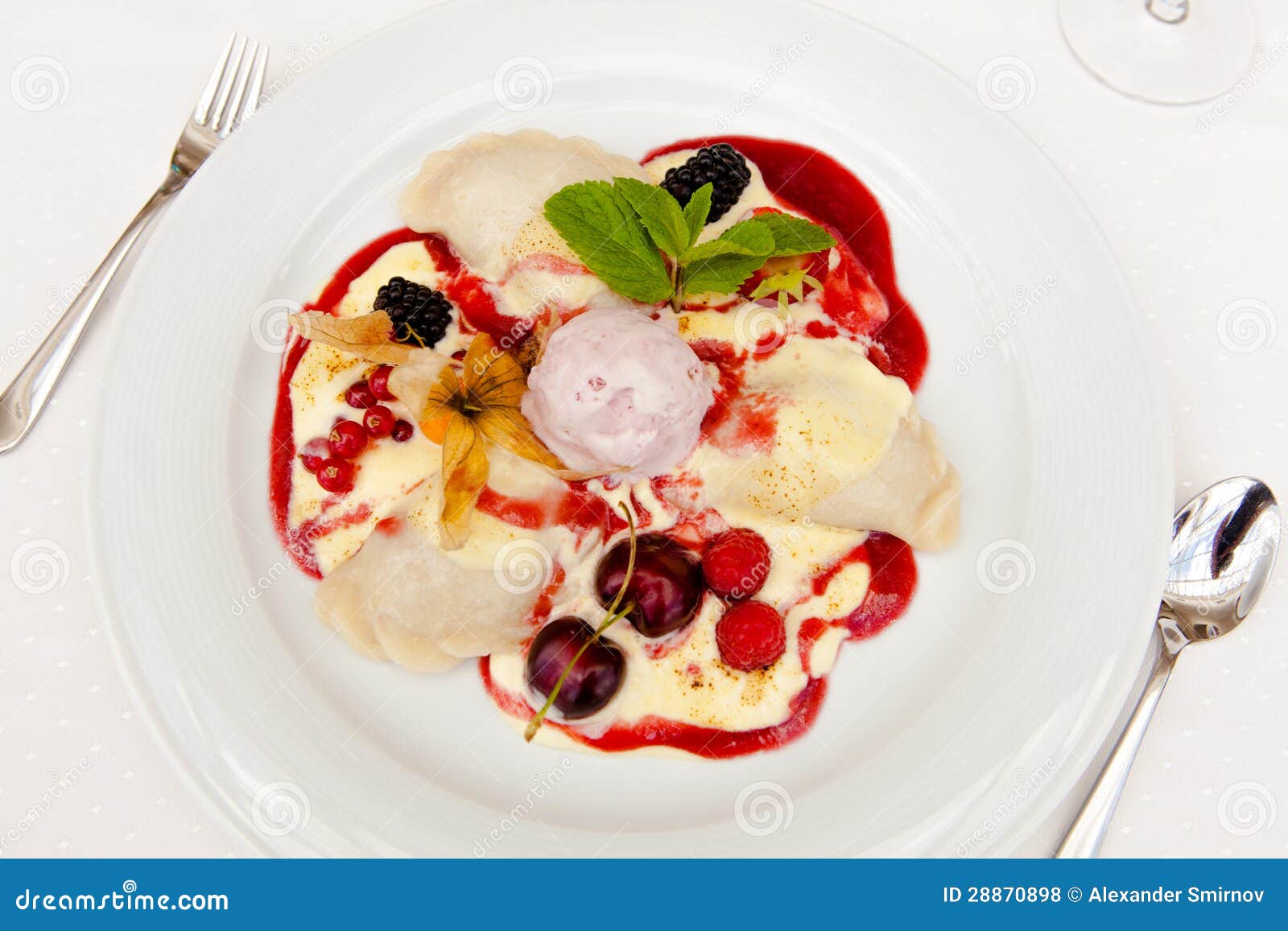 Dumplings with ice cream stock photo. Image of dessert - 28870898