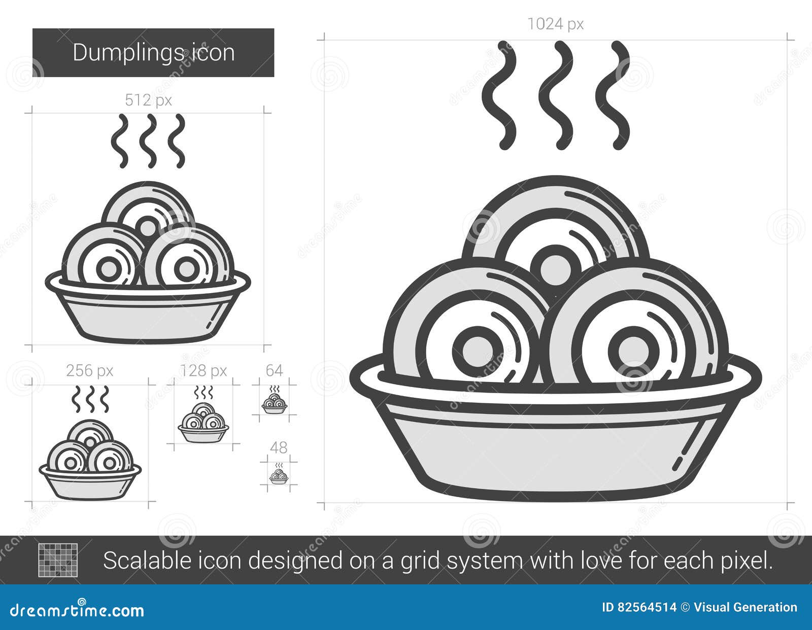 Dumplings line icon. stock vector. Illustration of icon - 82564514