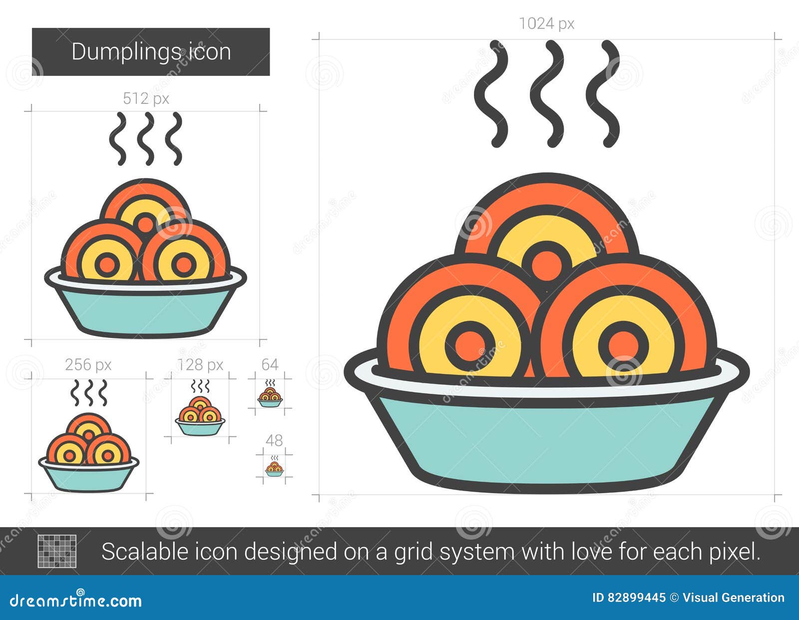 Dumplings line icon. stock vector. Illustration of background - 82899445