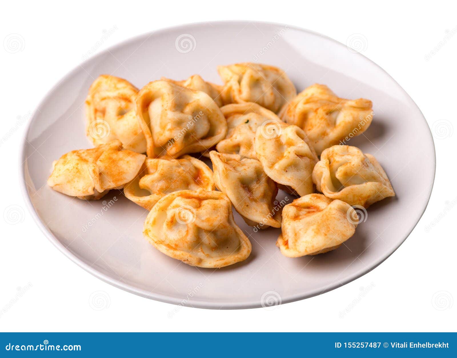 Dumplings on a Plate Isolated on White Background. Dumplings in Tomato ...