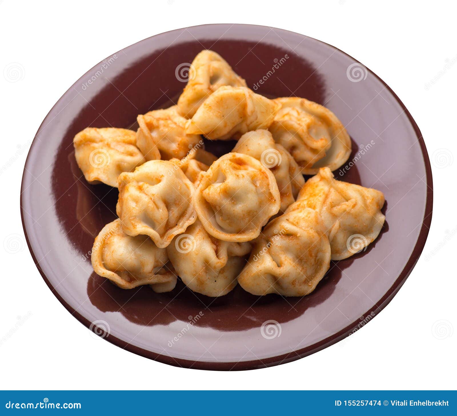 Dumplings on a Plate Isolated on White Background. Dumplings in Tomato ...
