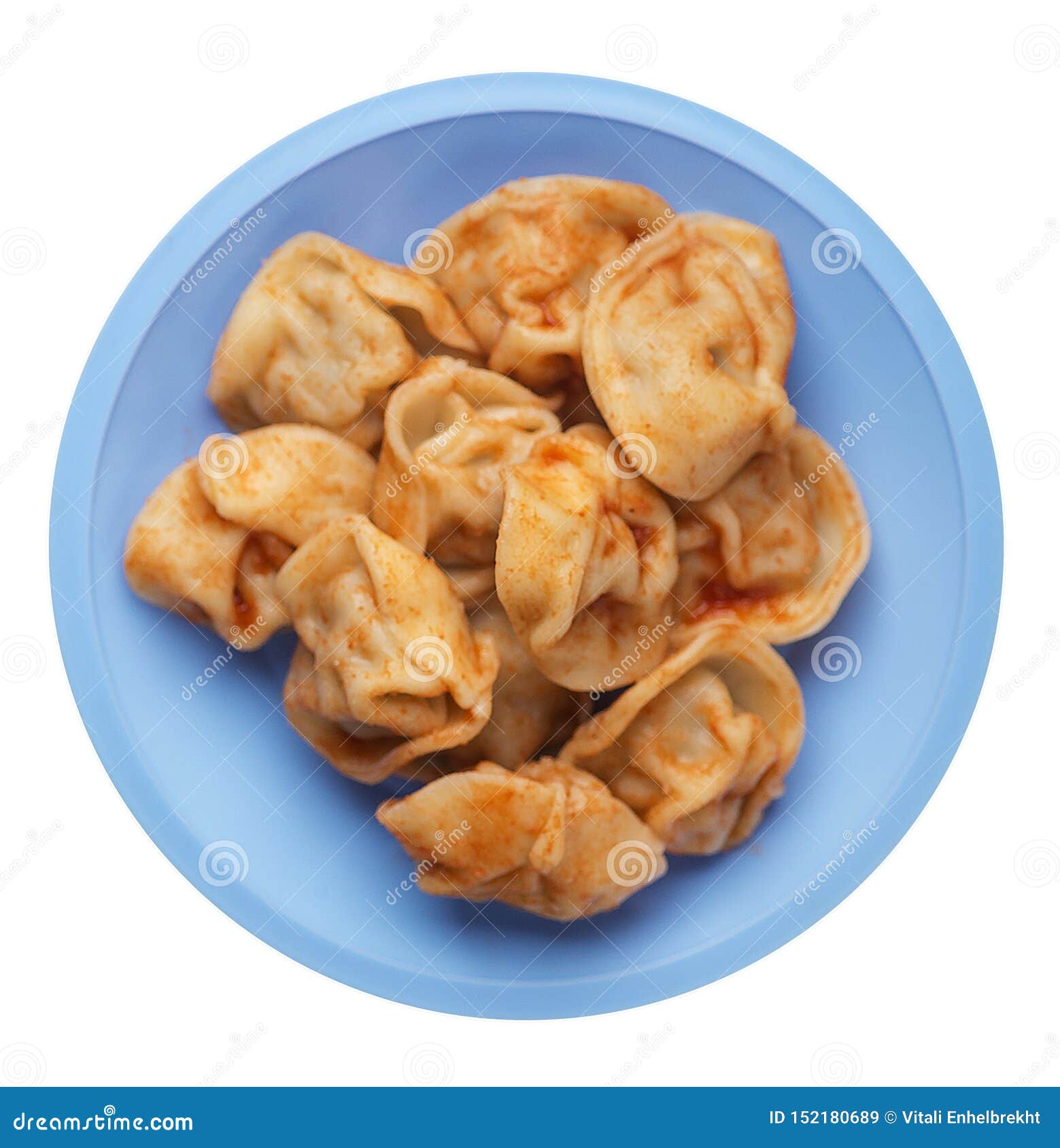 Dumplings on a Plate Isolated on White Background. Dumplings in Tomato ...