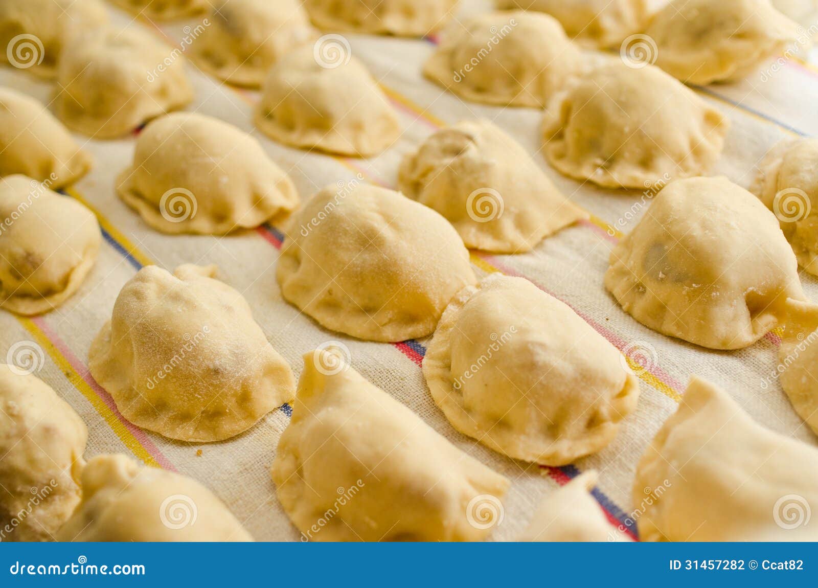 Dumplings during the Preparation Stock Photo - Image of jiaozi, cheese ...