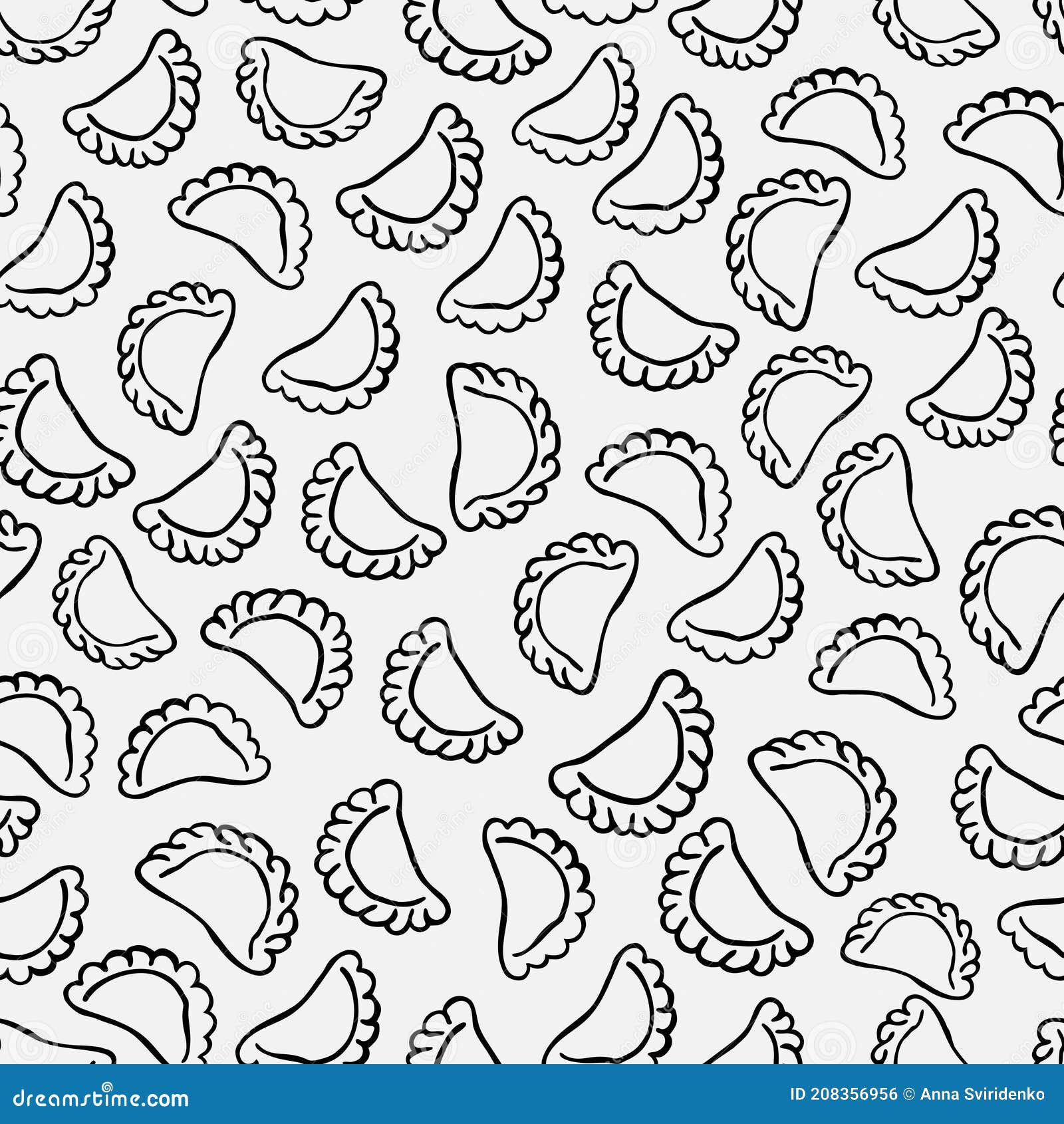 Dumplings Seamless Pattern Hand Drawn Illustration Stock Illustration ...
