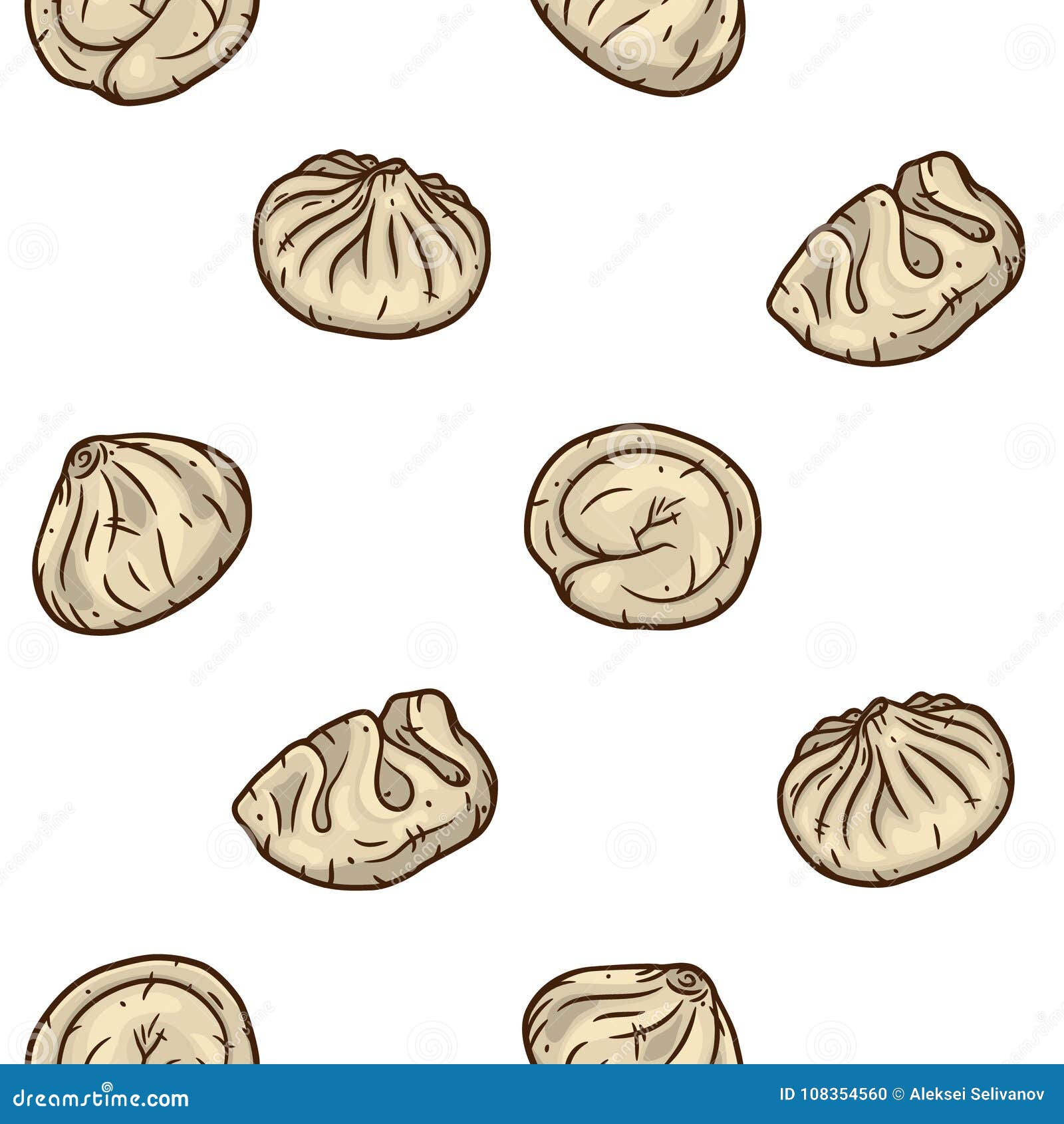Dumplings Seamless Pattern. Vector Illustration. Stock Vector ...