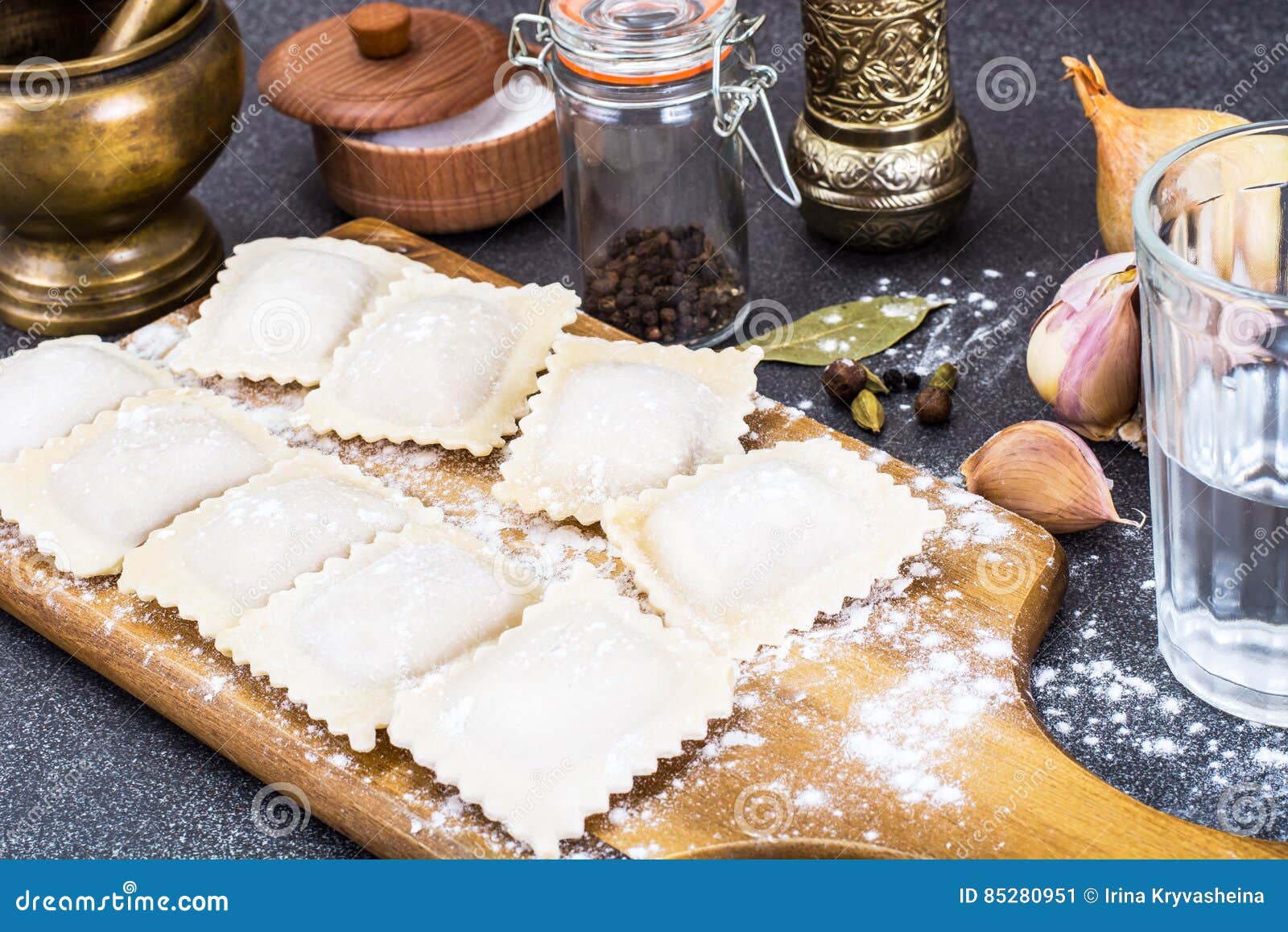 Dumplings square shape stock image. Image of cooked, italian - 85280951