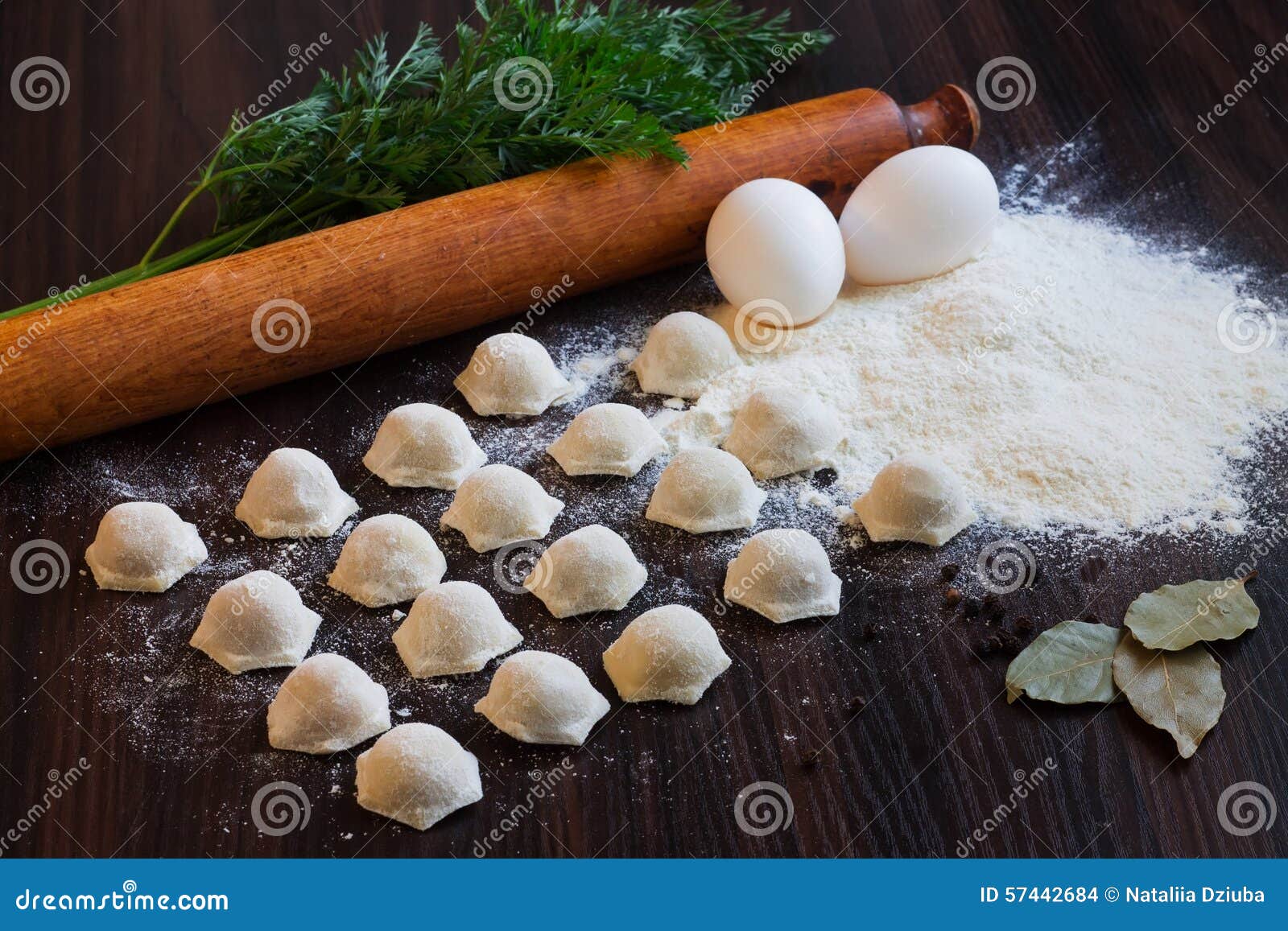 Dumplings on the table stock photo. Image of ingredient - 57442684