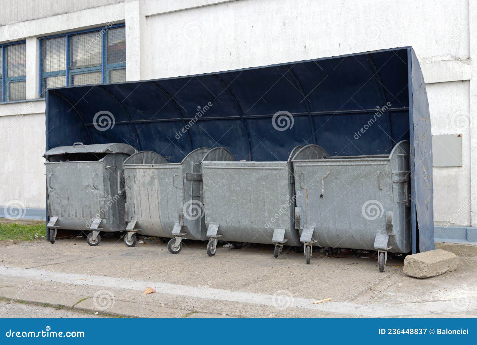 Dumpster Bins Covered Place Stock Image - Image of city, garbage: 236448837