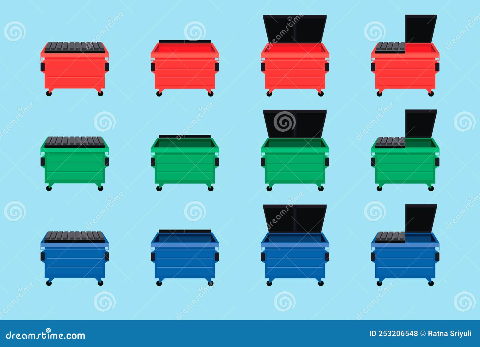 Dumpster Cartoon Icon Design Flat Vector Illustration Stock Vector ...