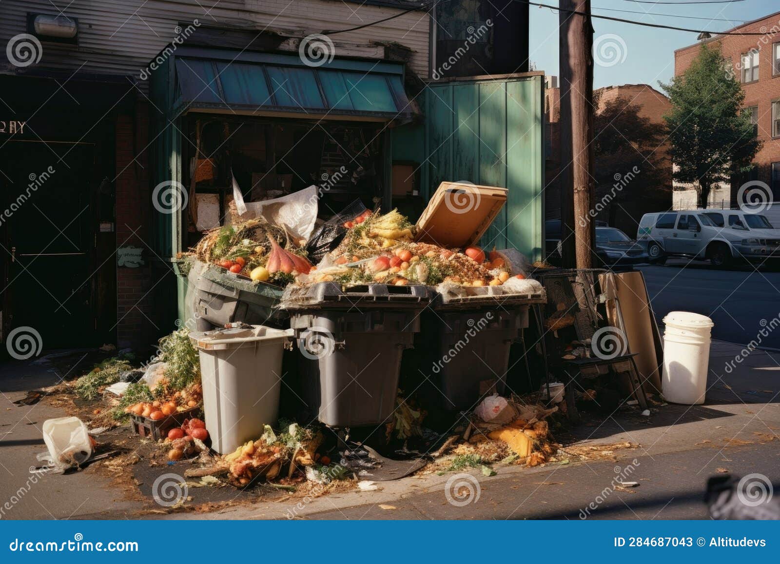 Excess Garbage Piled Beside An Overfilled Dumpster Stock Image ...