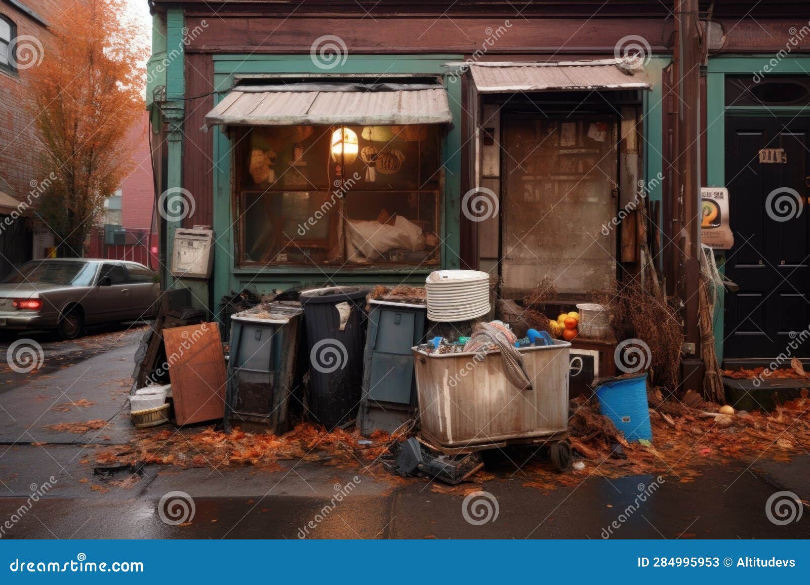 Excess Garbage Piled Beside An Overfilled Dumpster Stock Image ...
