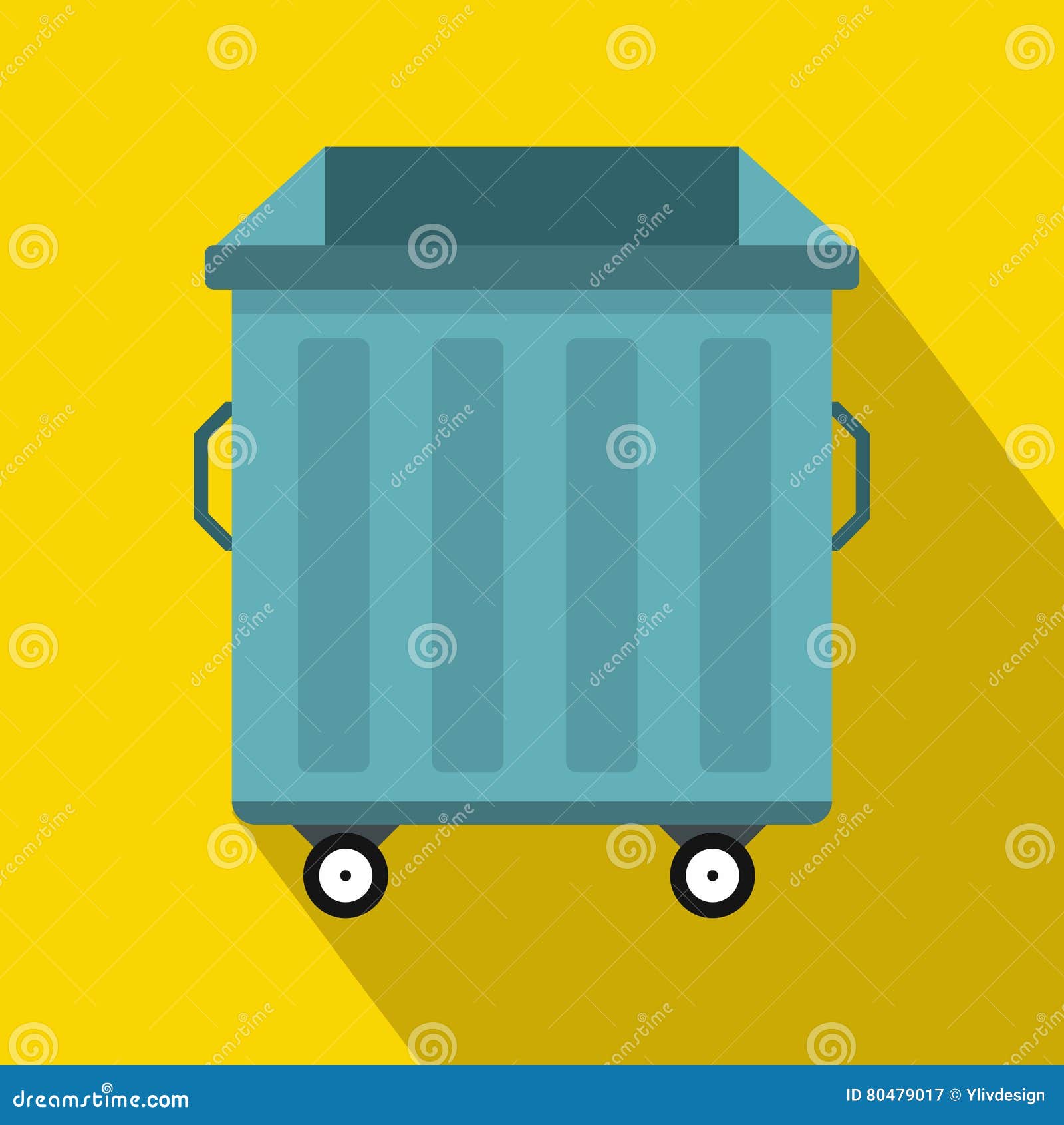 Dumpster on Wheels Icon, Flat Style Stock Vector - Illustration of line ...