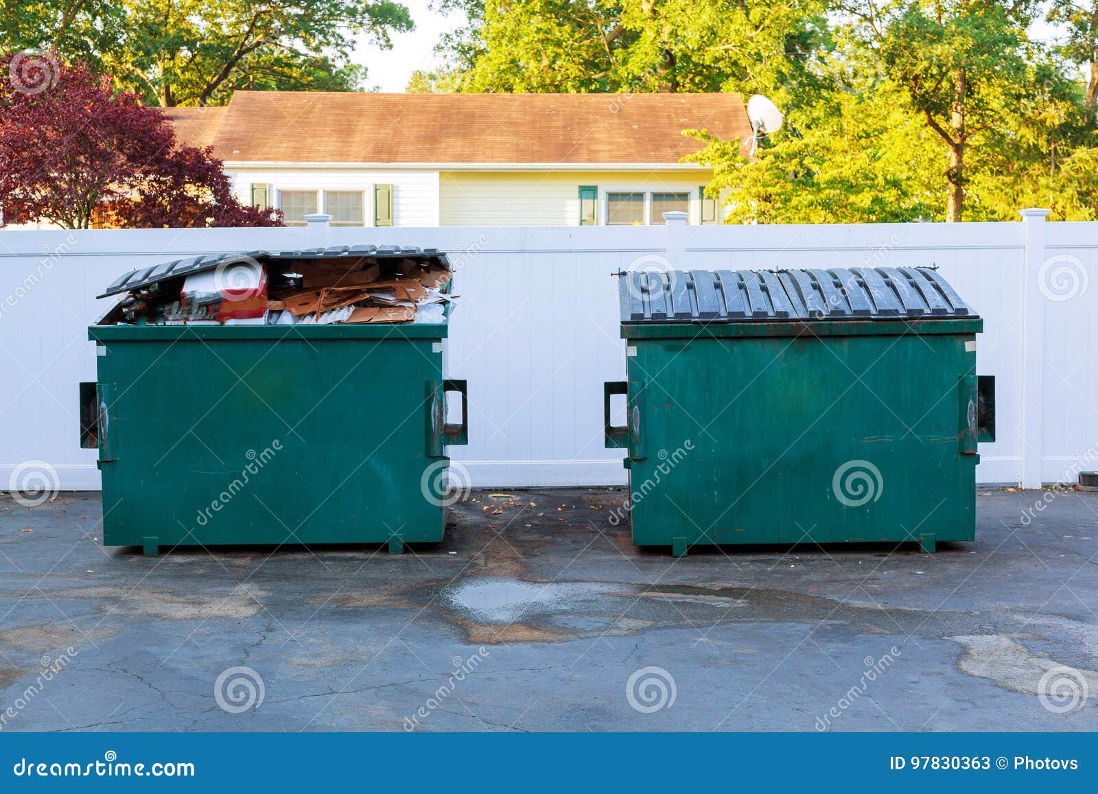 Dumpsters Being Full with Garbage Stock Image - Image of debris, litter ...
