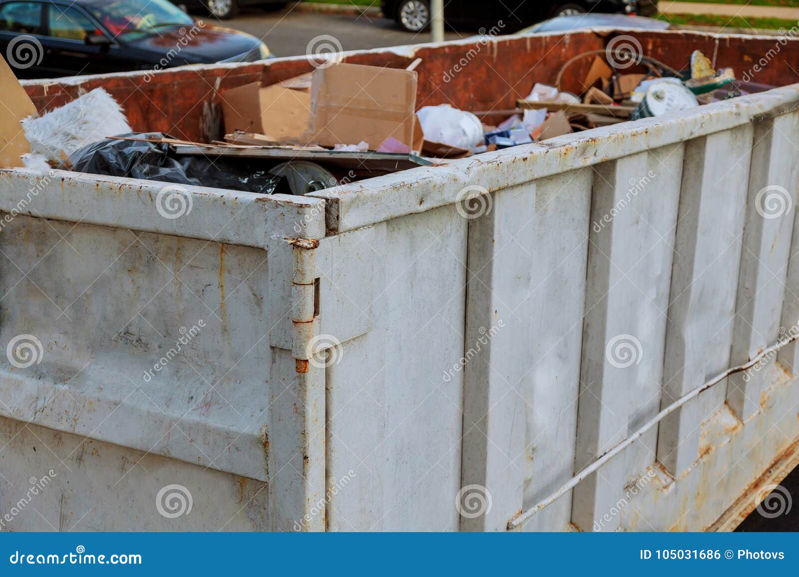Dumpsters Being Full with Garbage Stock Photo - Image of garbage, large ...
