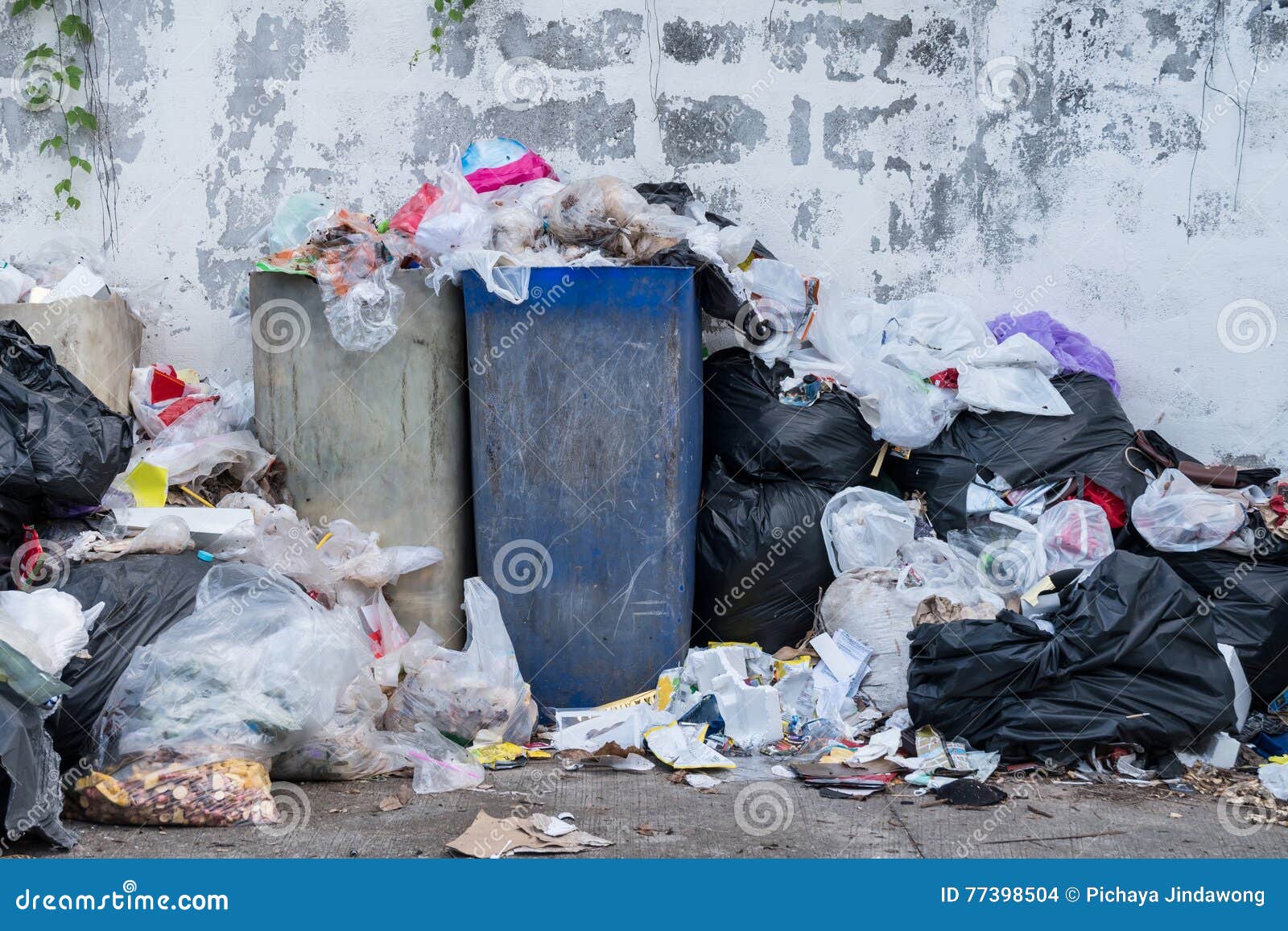 Dumpsters Being Full With Garbage. Overflowing Garbage Bins With ...