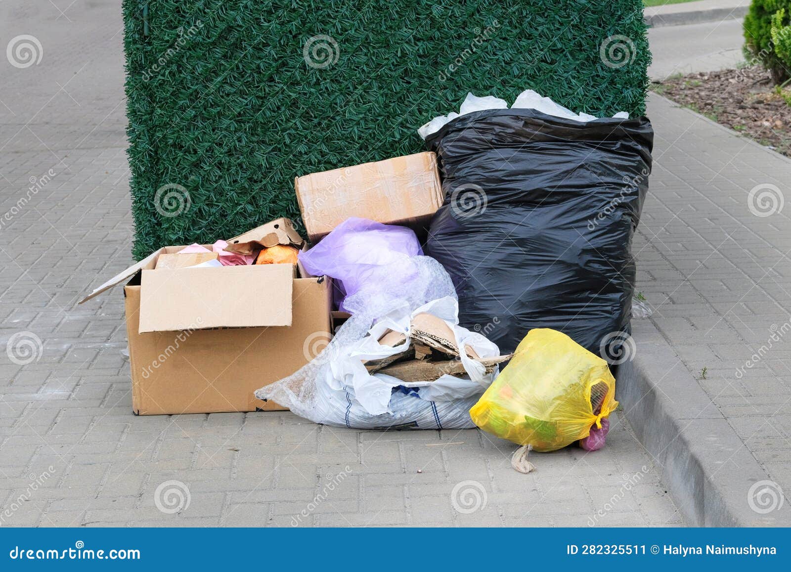 Dustbins Being Full With Various Garbage. Garbage Is Pile Lots Dump ...