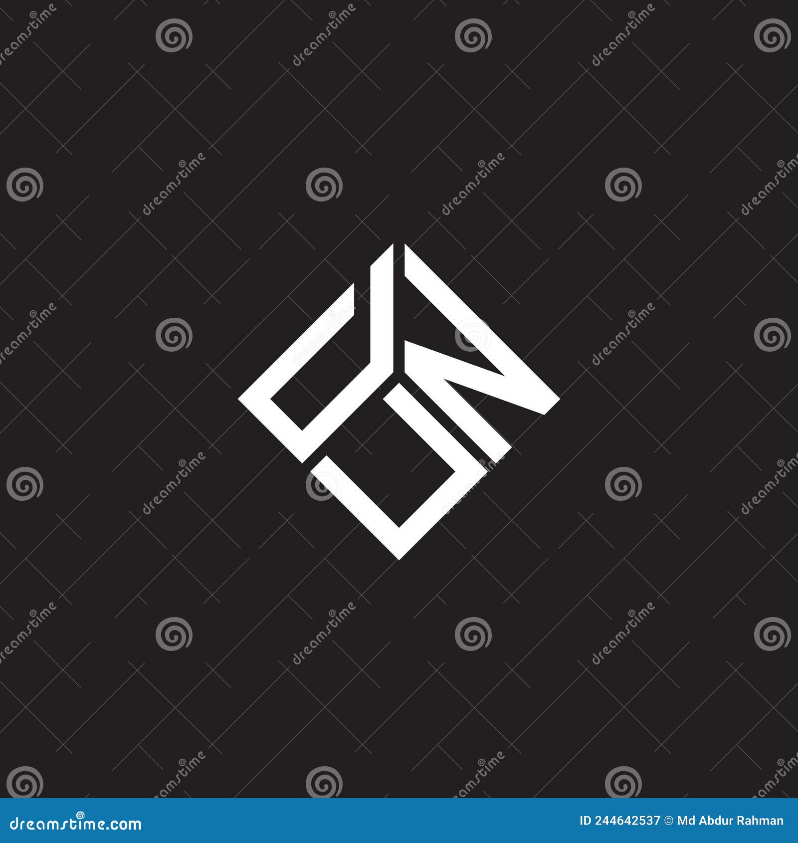 DUN Letter Logo Design On Black Background. DUN Creative Initials ...