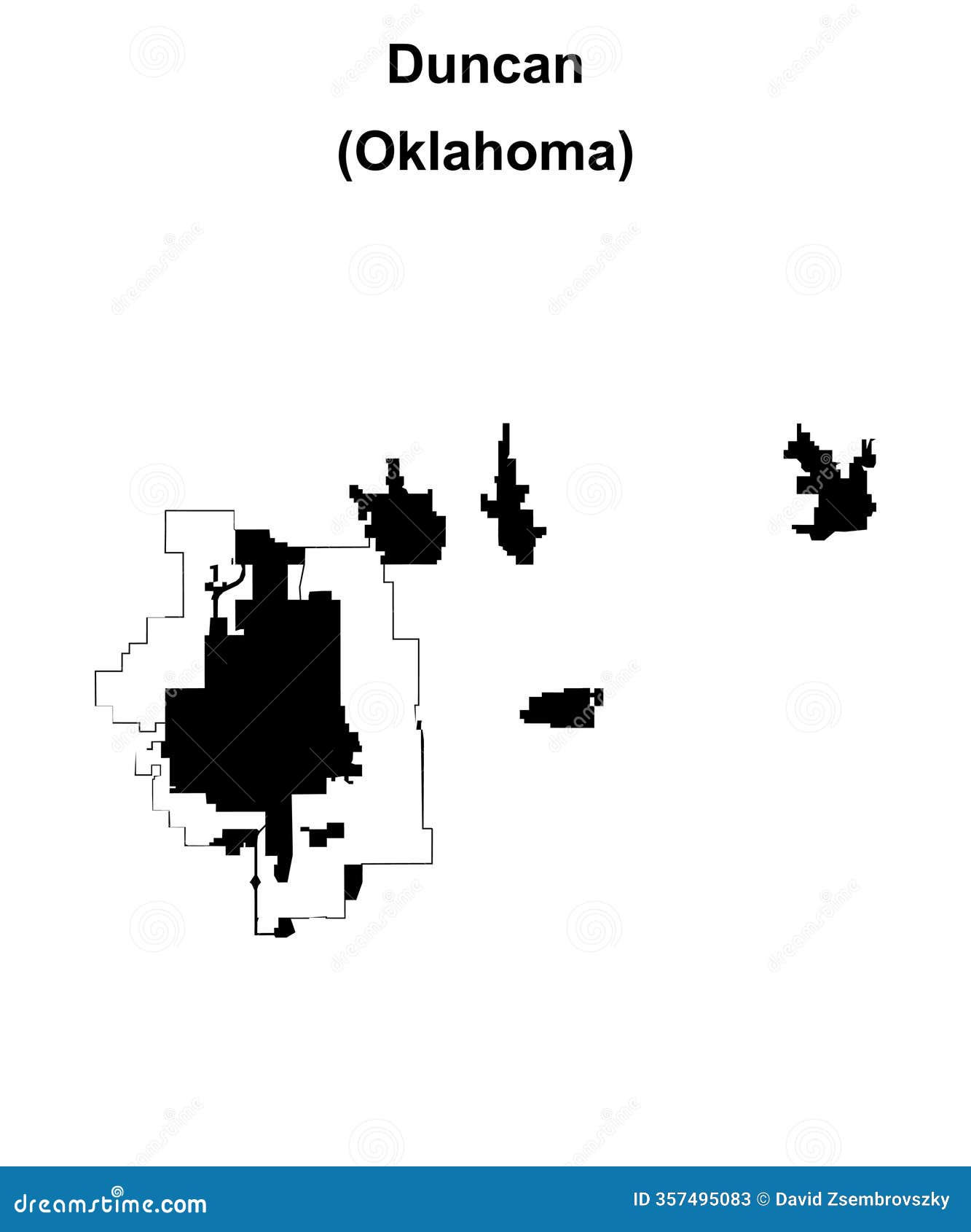 Duncan Outline Map Cartoon Vector | CartoonDealer.com #357495083