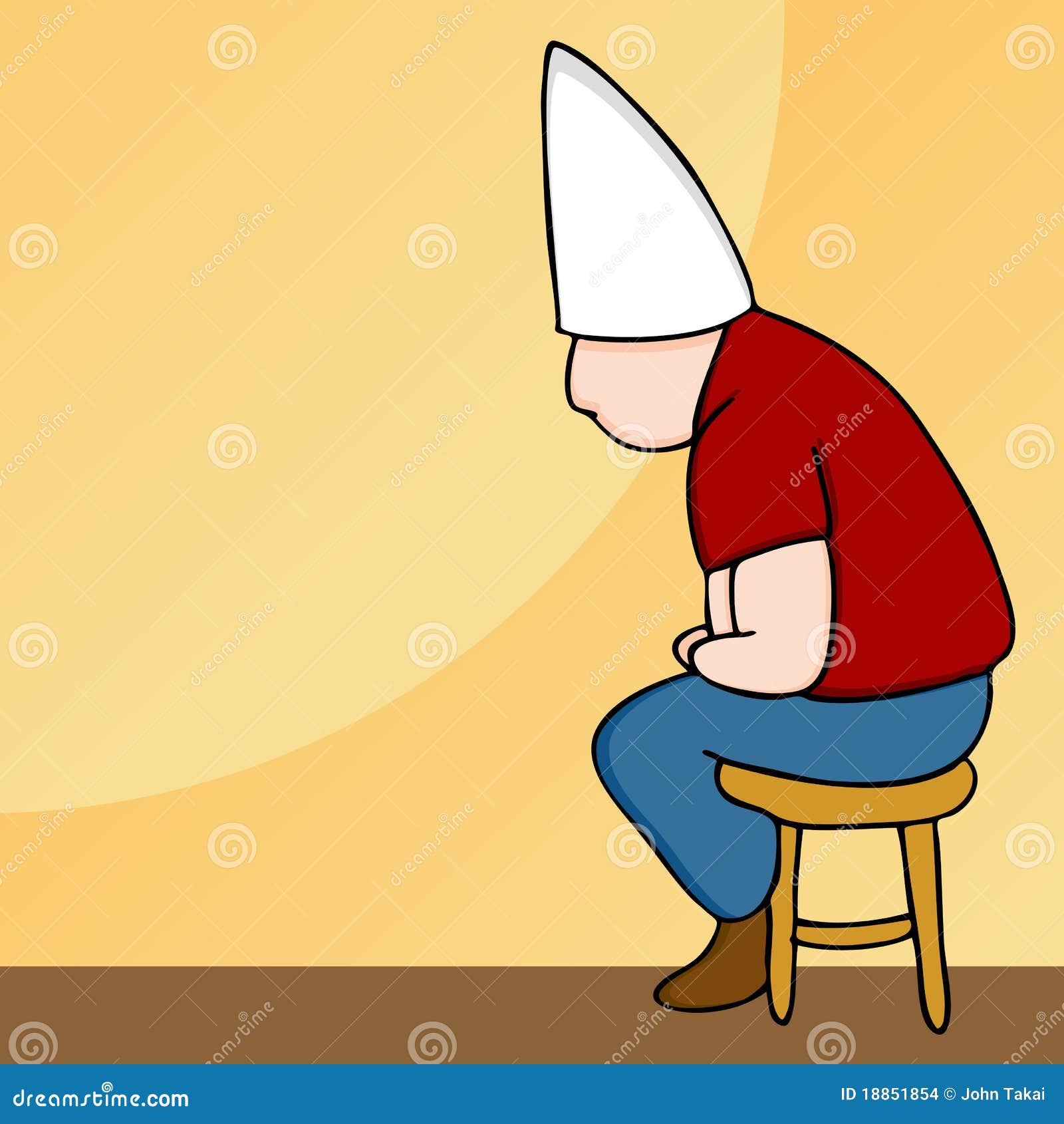 Dunce Hat Man on Stool stock vector. Illustration of drawing - 18851854