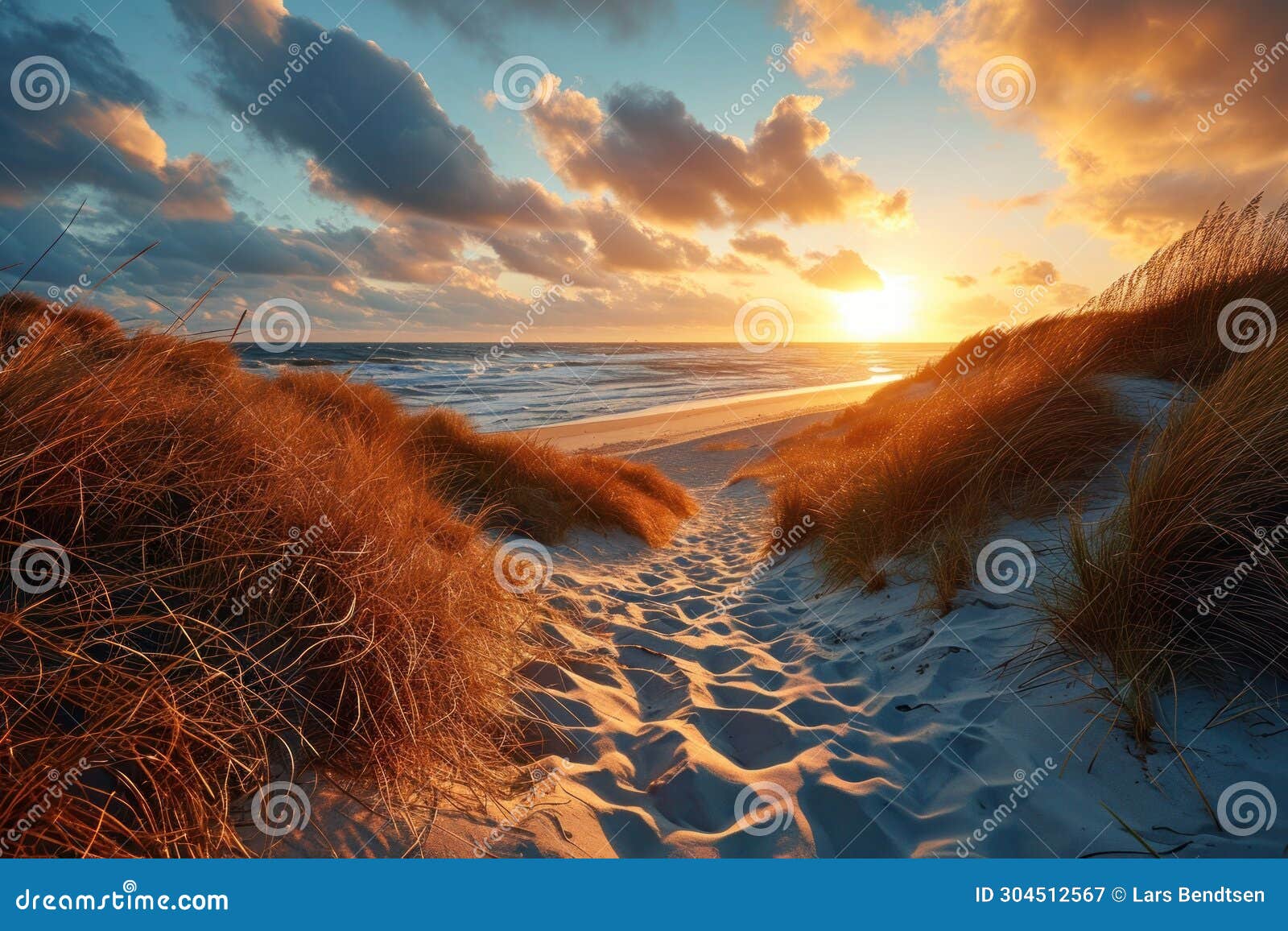 Dune Beach Sunset on Sylt Island, Germany - AI Generated Stock ...