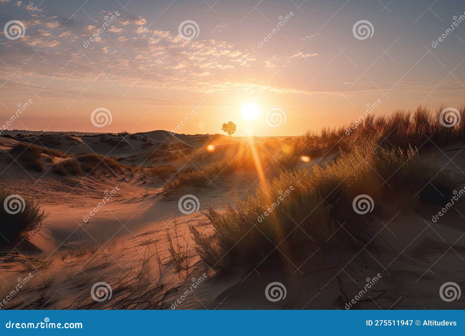 Dune Field, with the Sun Rising Behind the Dunes Stock Image - Image of ...