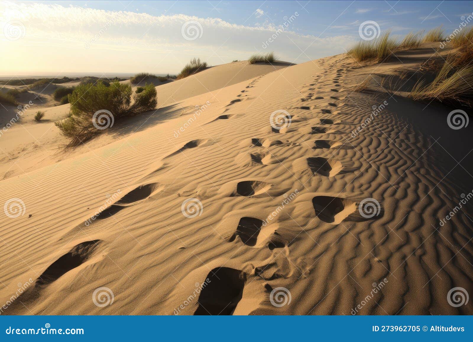 Dune Filled with Intricate Patterns of Footprints Left by Passersby ...