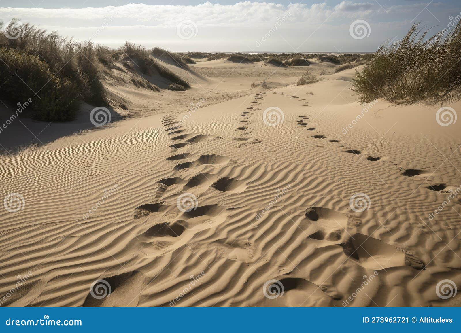 Dune Filled with Intricate Patterns of Footprints Left by Passersby ...
