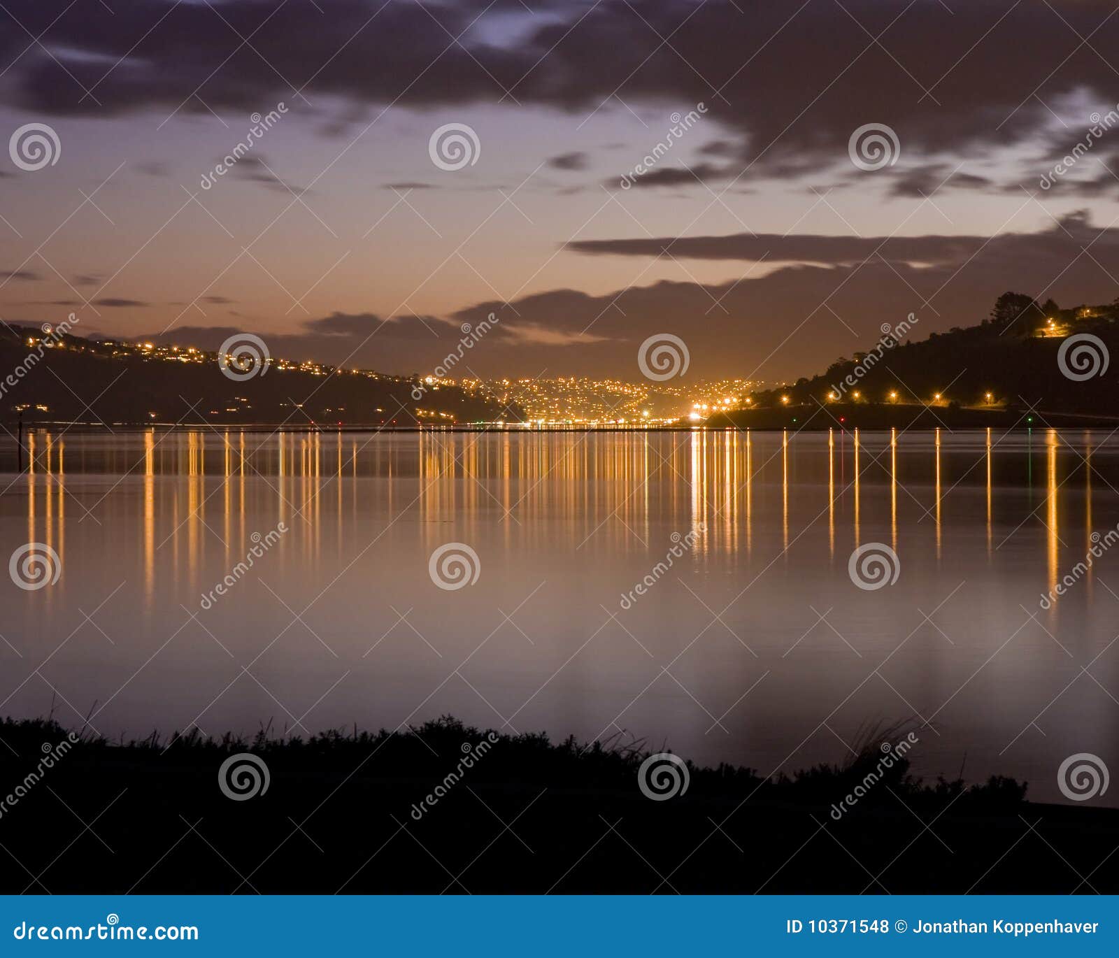 Dunedin, New Zealand at Sunset Stock Photo - Image of dusk, streak ...