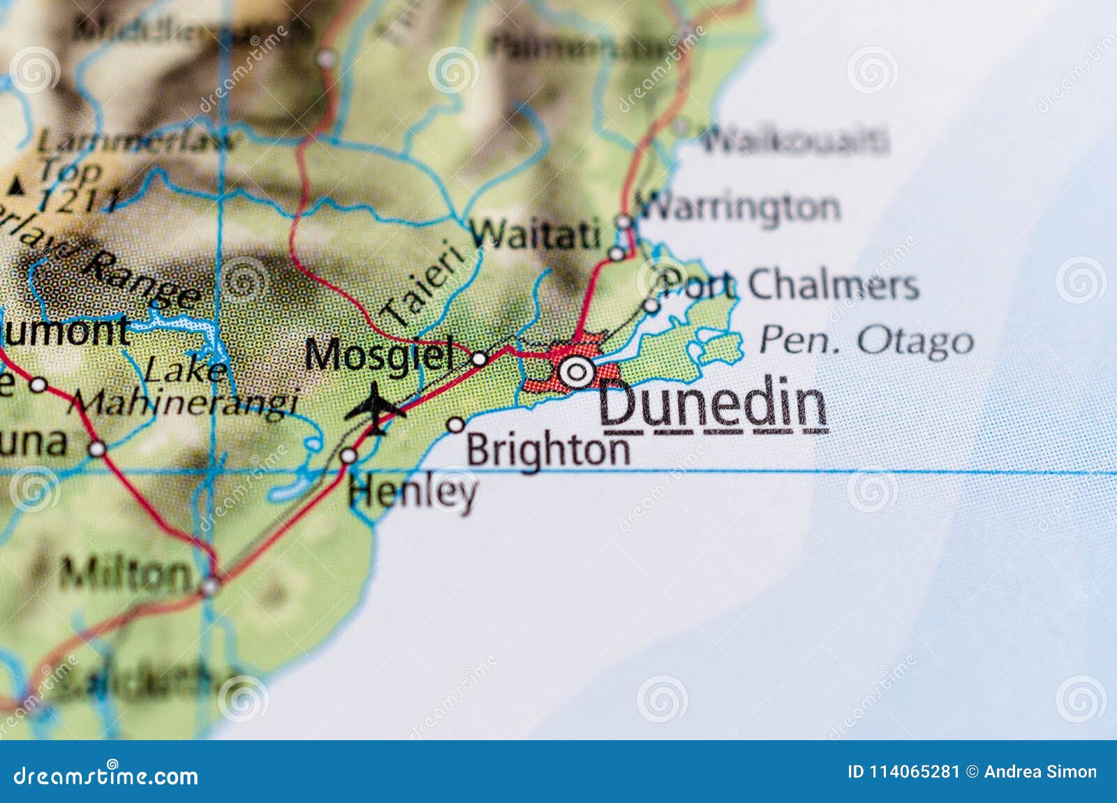 Dunedin no mapa imagem de stock. Imagem de viagem, porto - 114065281