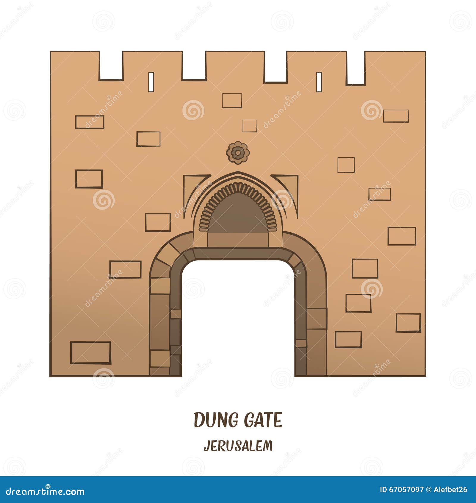 Dung Gate in Jerusalem stock vector. Illustration of hebrew - 67057097