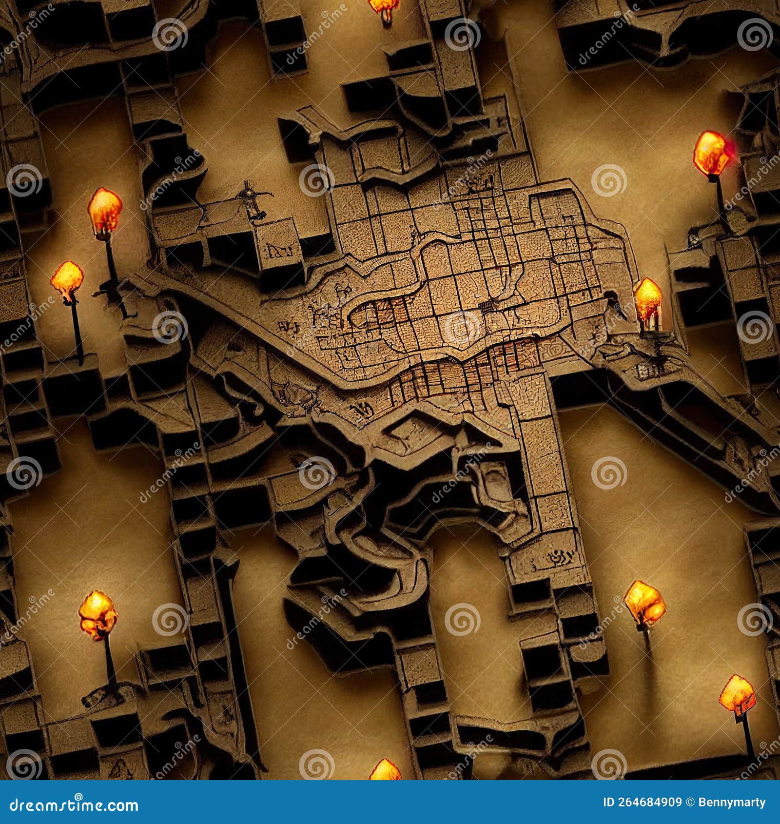 Dungeon Map of a Board Game Maze Stock Illustration - Illustration of ...