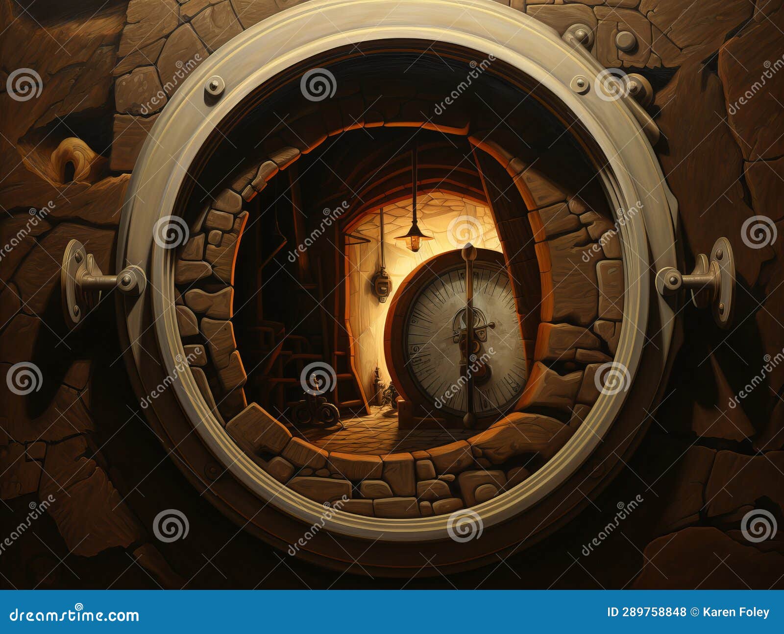 Dungeon Passage through Porthole Stock Illustration - Illustration of ...