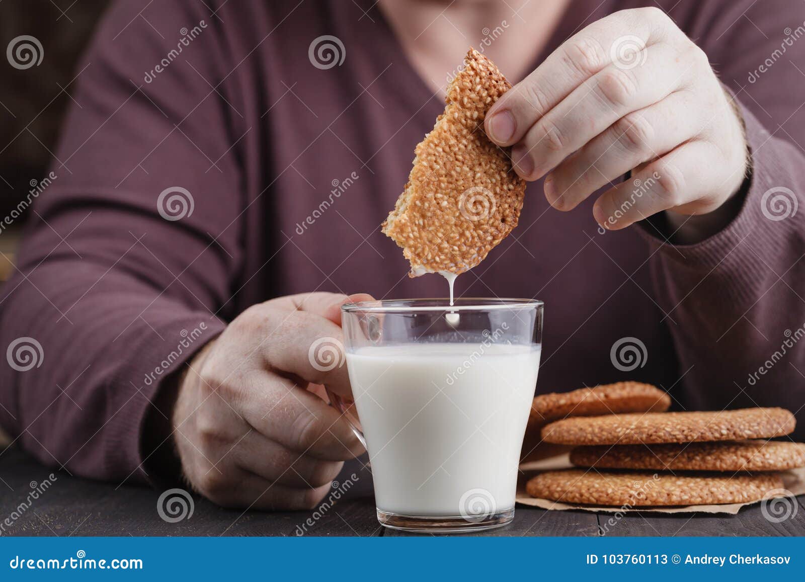 Dunking Cookies in Glass of Milk Stock Image - Image of dunk, dipping ...