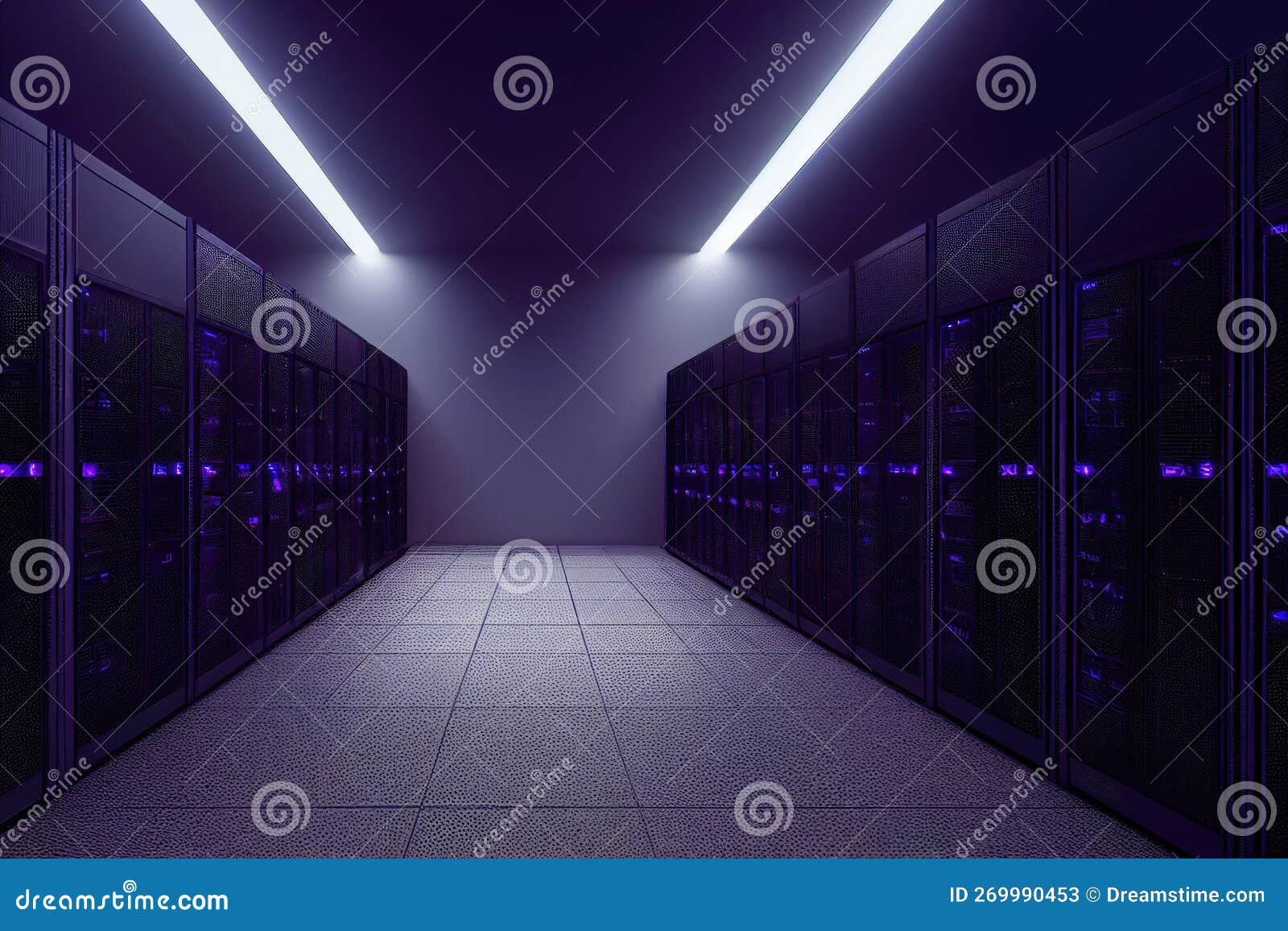 Dunkle Serverracks Im Rechenzentrum Des Sicherheitsservers Des Computers. Generative Hilfe ...