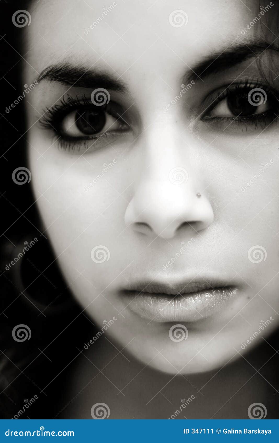 Dunkles Portrait stockbild. Bild von alleine, schön, augen - 347111