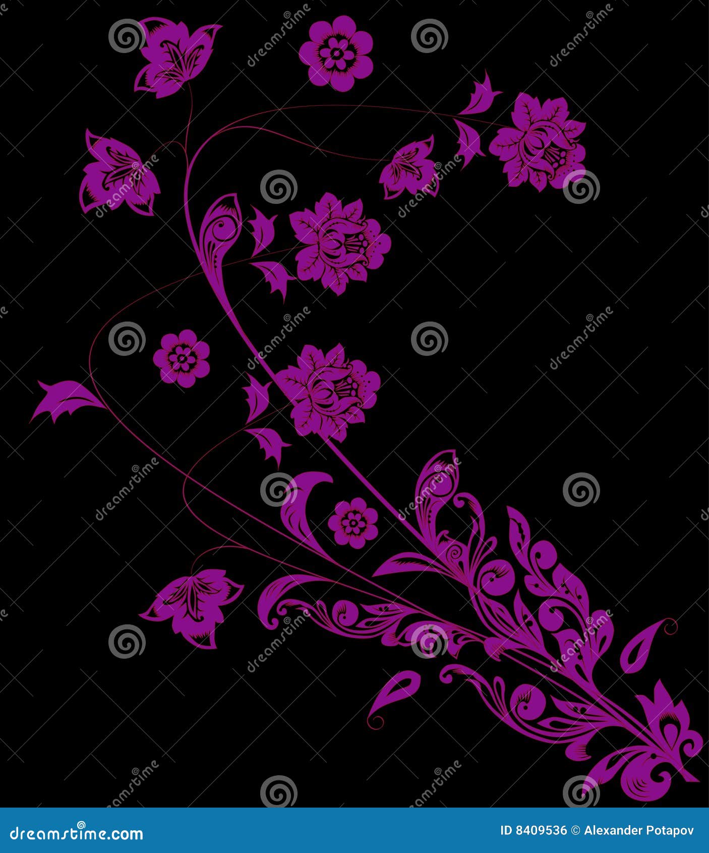 Dunkles Rosa Auf Schwarzer Blumenrotation Stock Abbildung ...