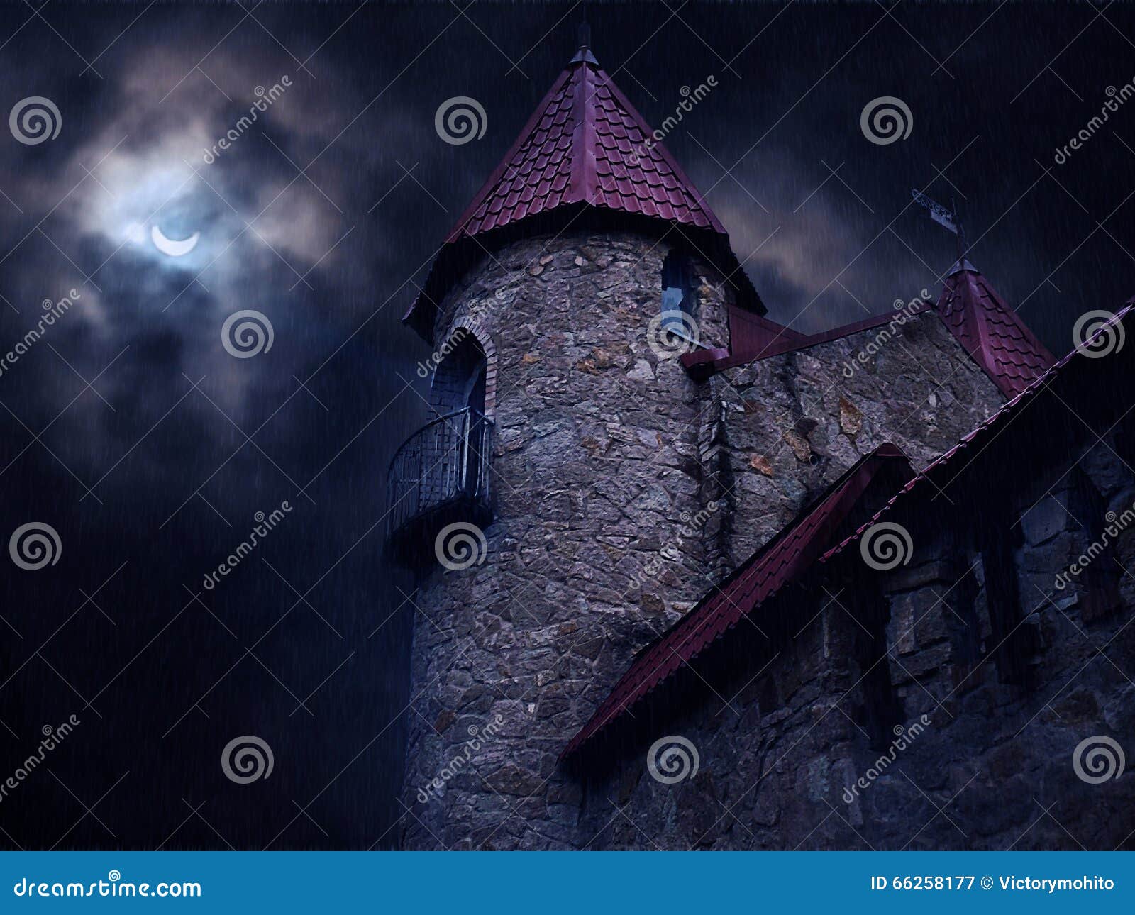 Dunkles Schloss Im Mondschein Stockbild - Bild von düster, stadt: 66258177