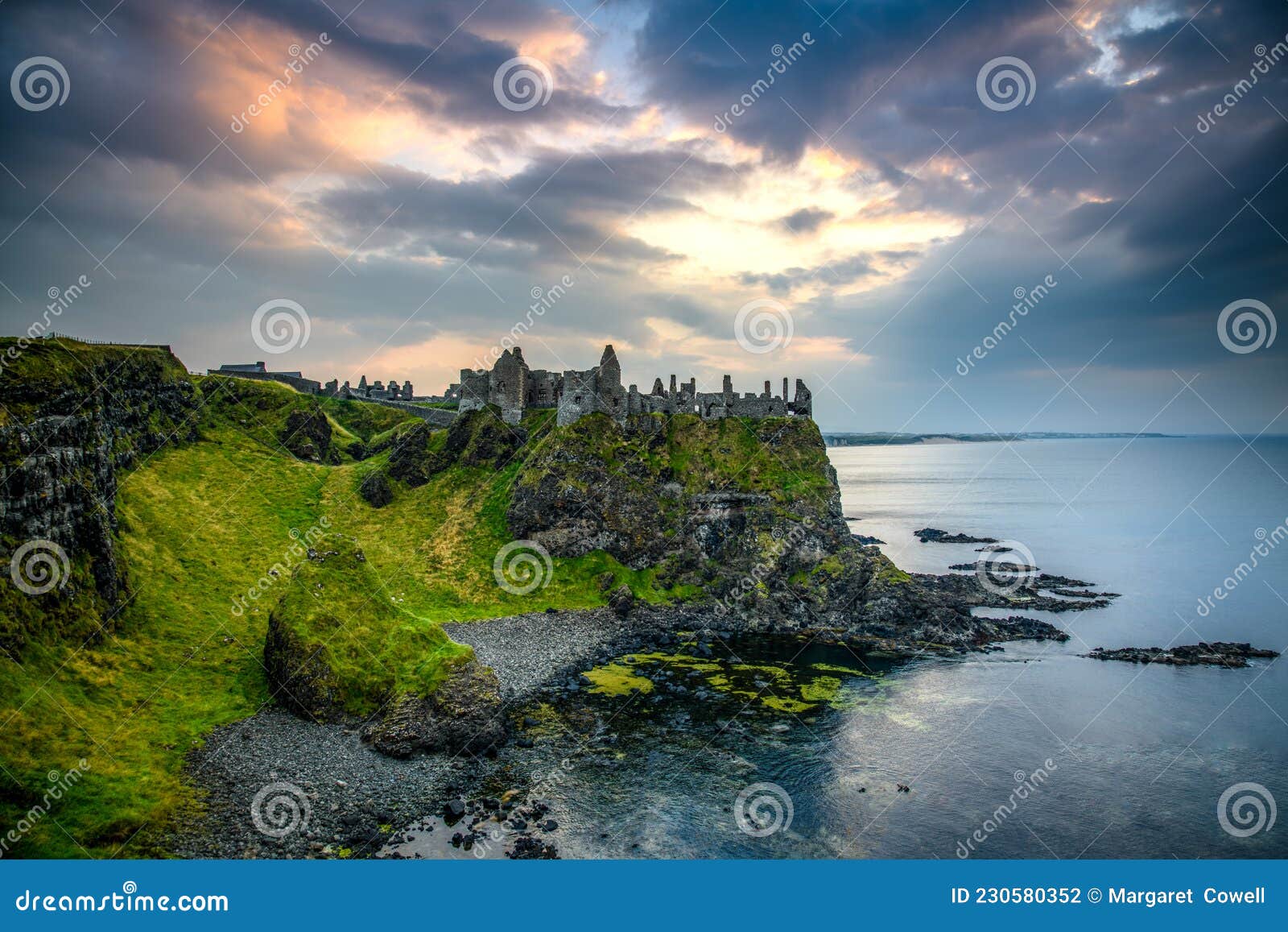 Dunluce Castle Just before Sunset Stock Photo - Image of abandoned ...