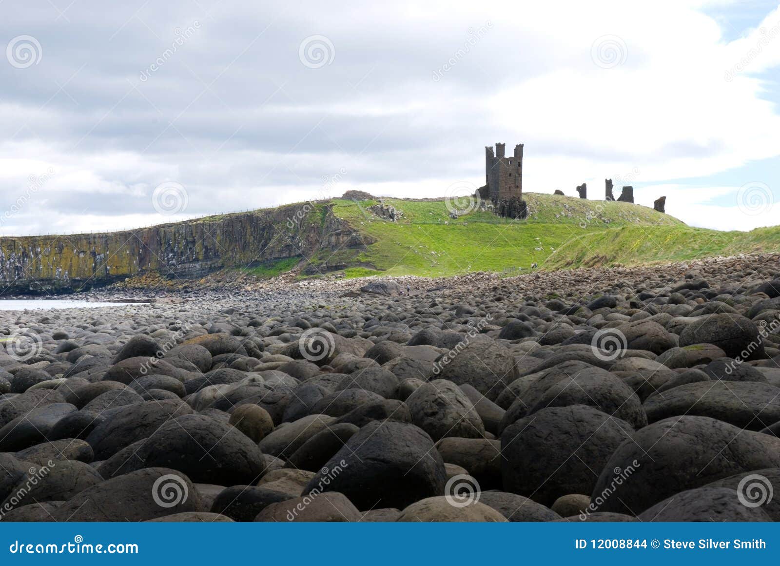 Dunstanburgh Castle and Rocks II Stock Photo - Image of settlement ...