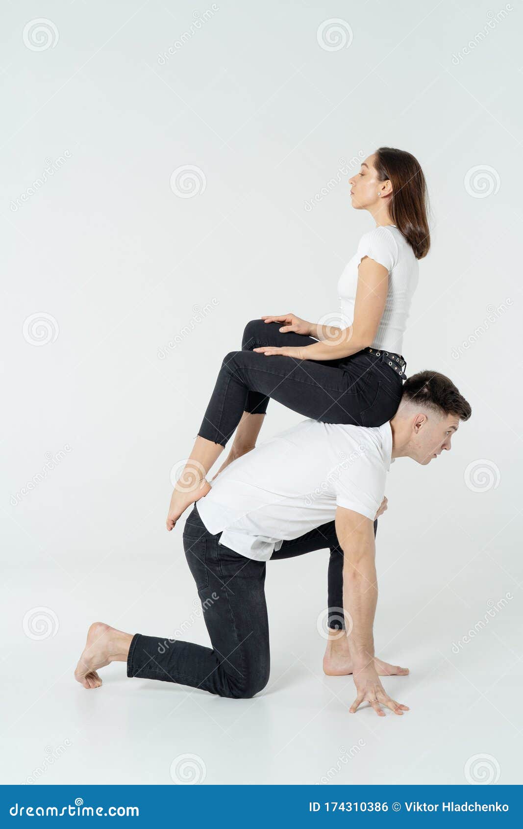 Duo of Acrobats Showing Tricks, Isolated on White Stock Photo - Image ...