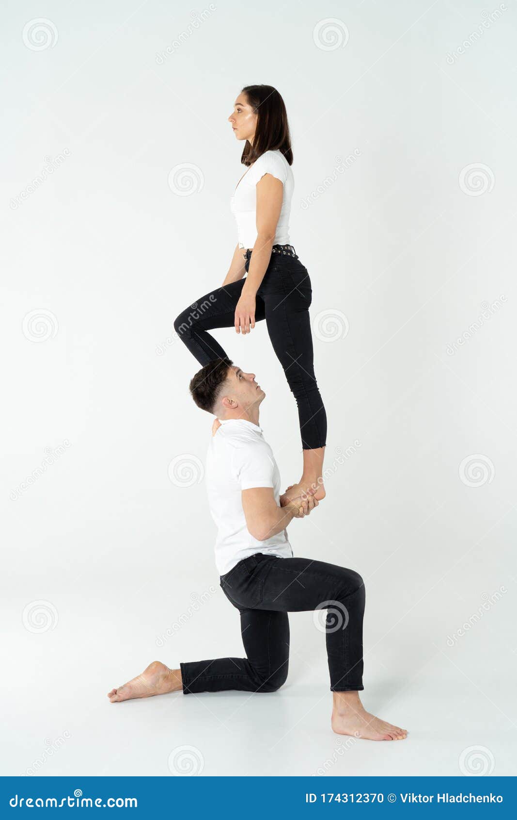 Duo of Acrobats Showing Tricks, Isolated on White Stock Photo - Image ...