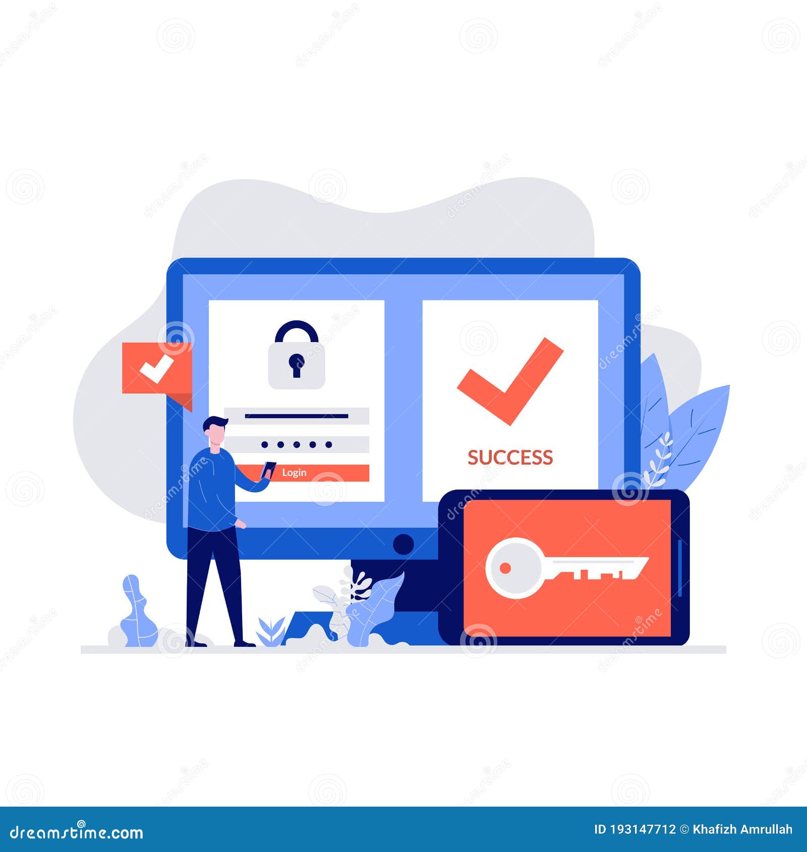 Duo Authentication Concept with Characters. Modern Vector Illustration ...