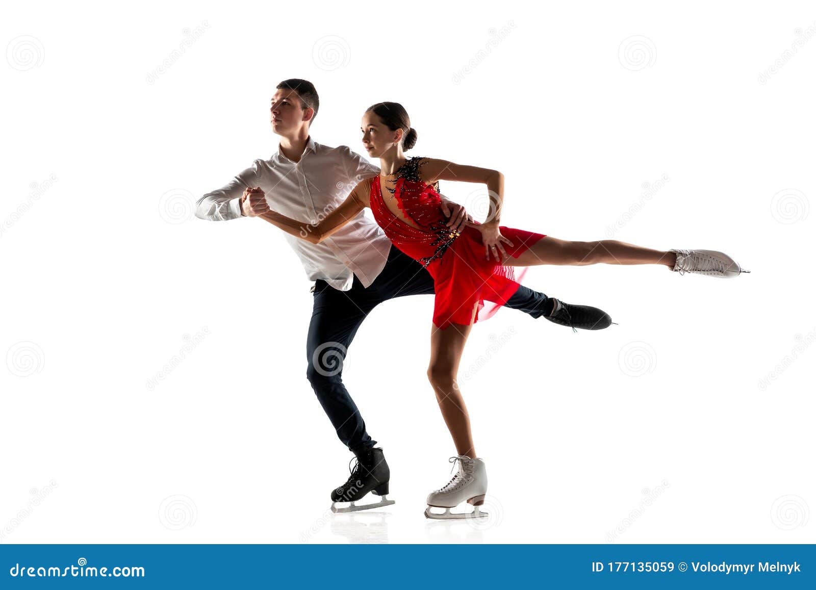 Duo Figure Skating Isolated on White Studio Backgound with Copyspace ...