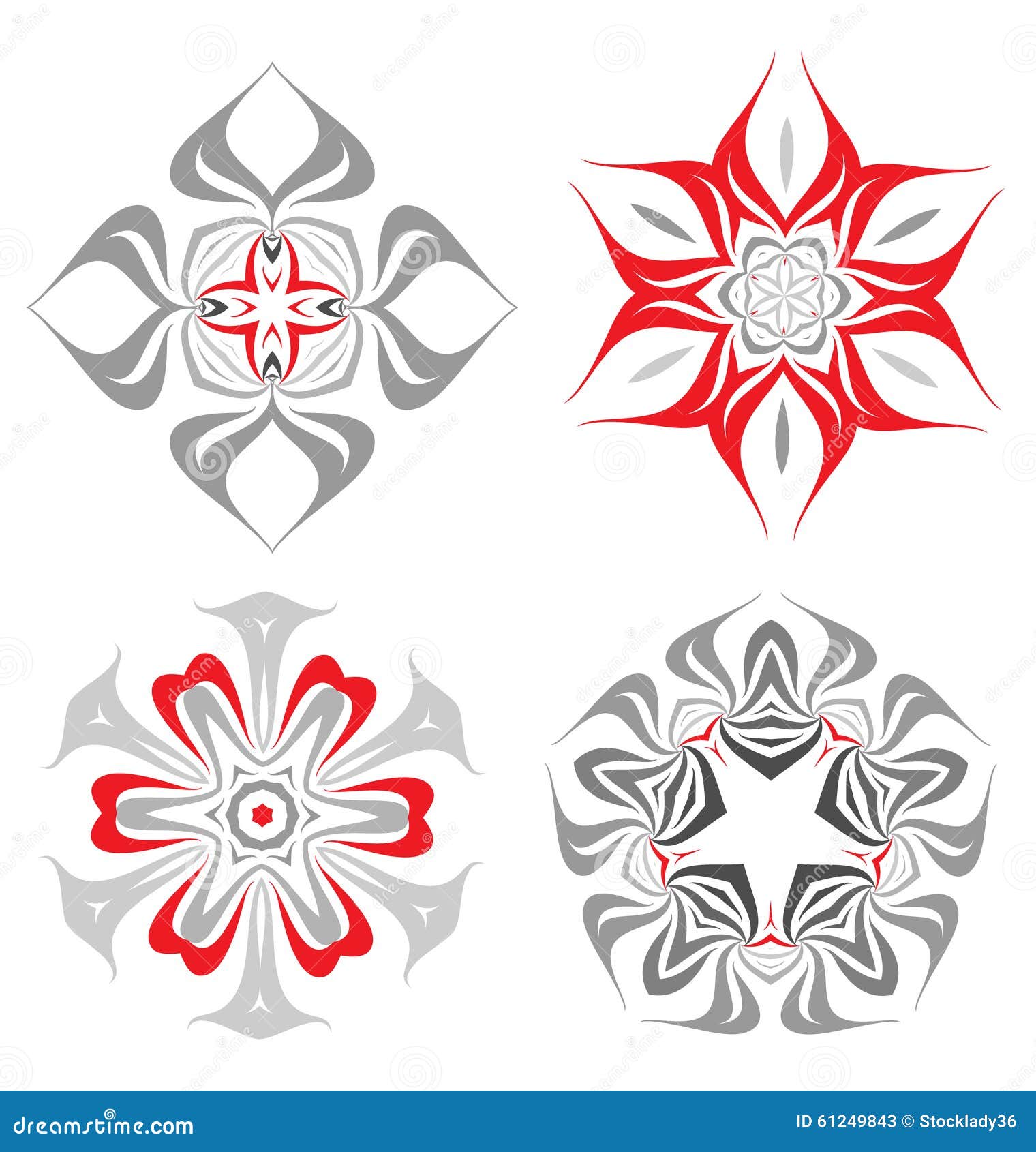 Duocolor Abstract Flower Set Stock Illustration - Illustration of brush ...