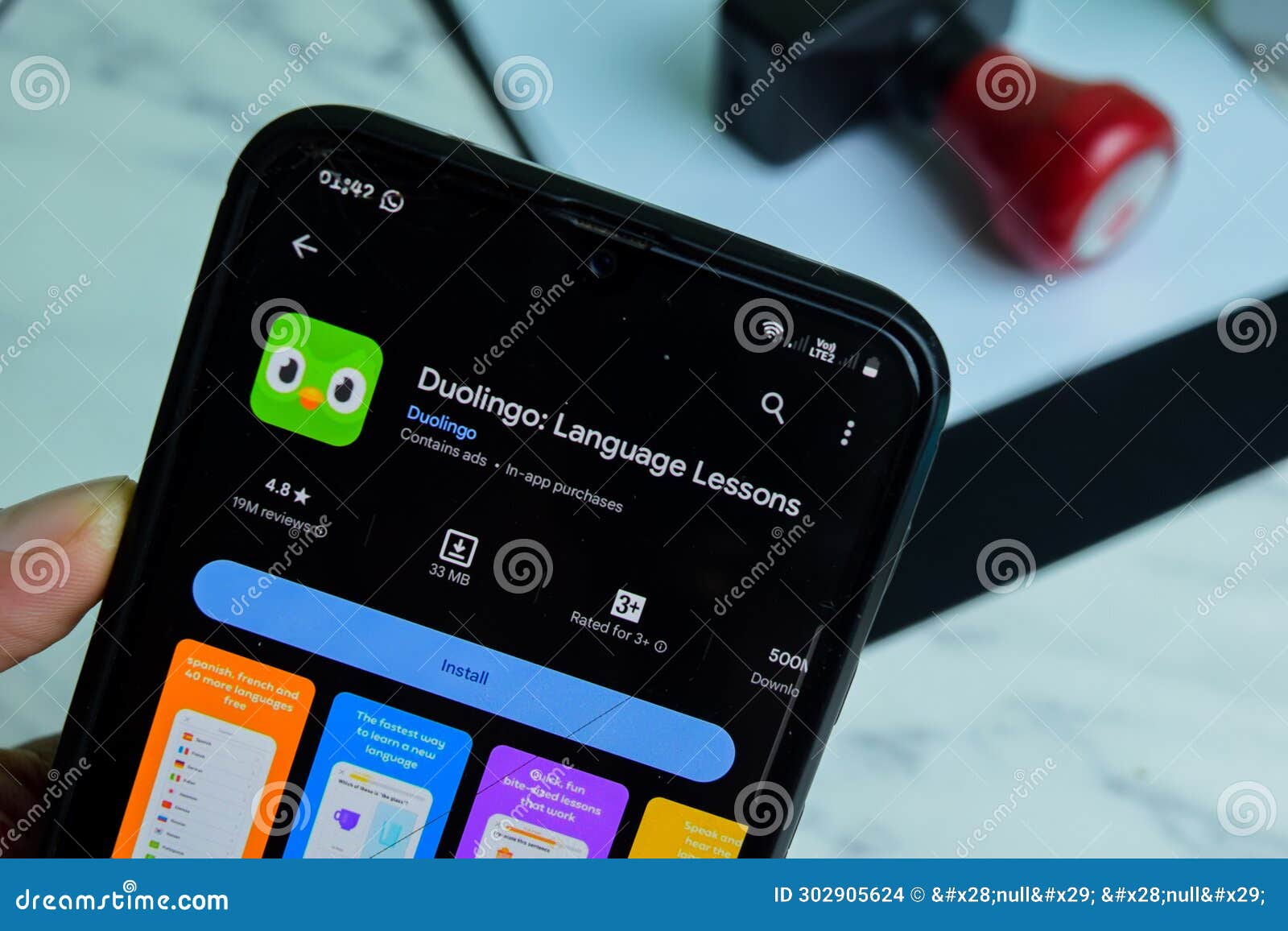 Duolingo - Language Lessons Application on Smartphone Screen. Duolingo ...