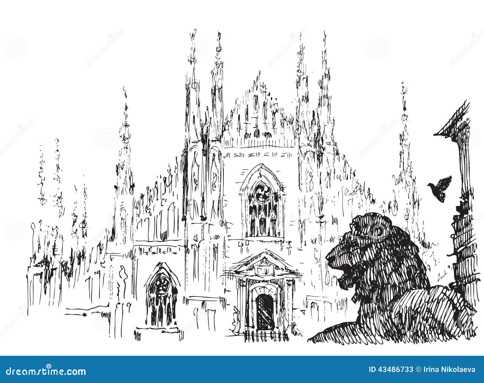 Duomo, Milan stock vector. Illustration of antique, hand - 43486733