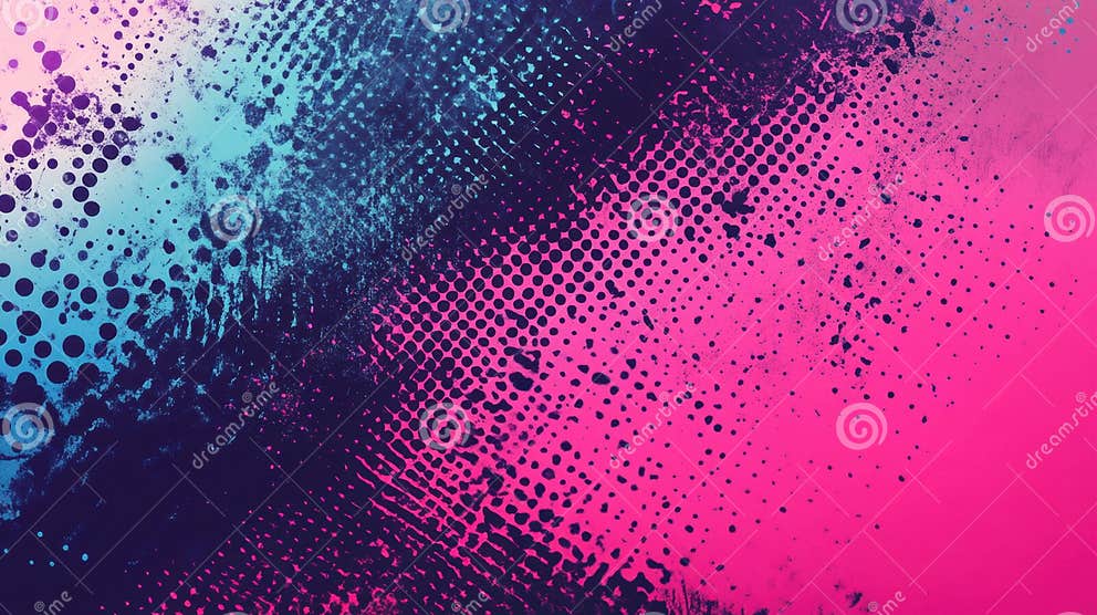 Duotone Halftone Texture Pattern in Synthwave Gradient Design Stock ...